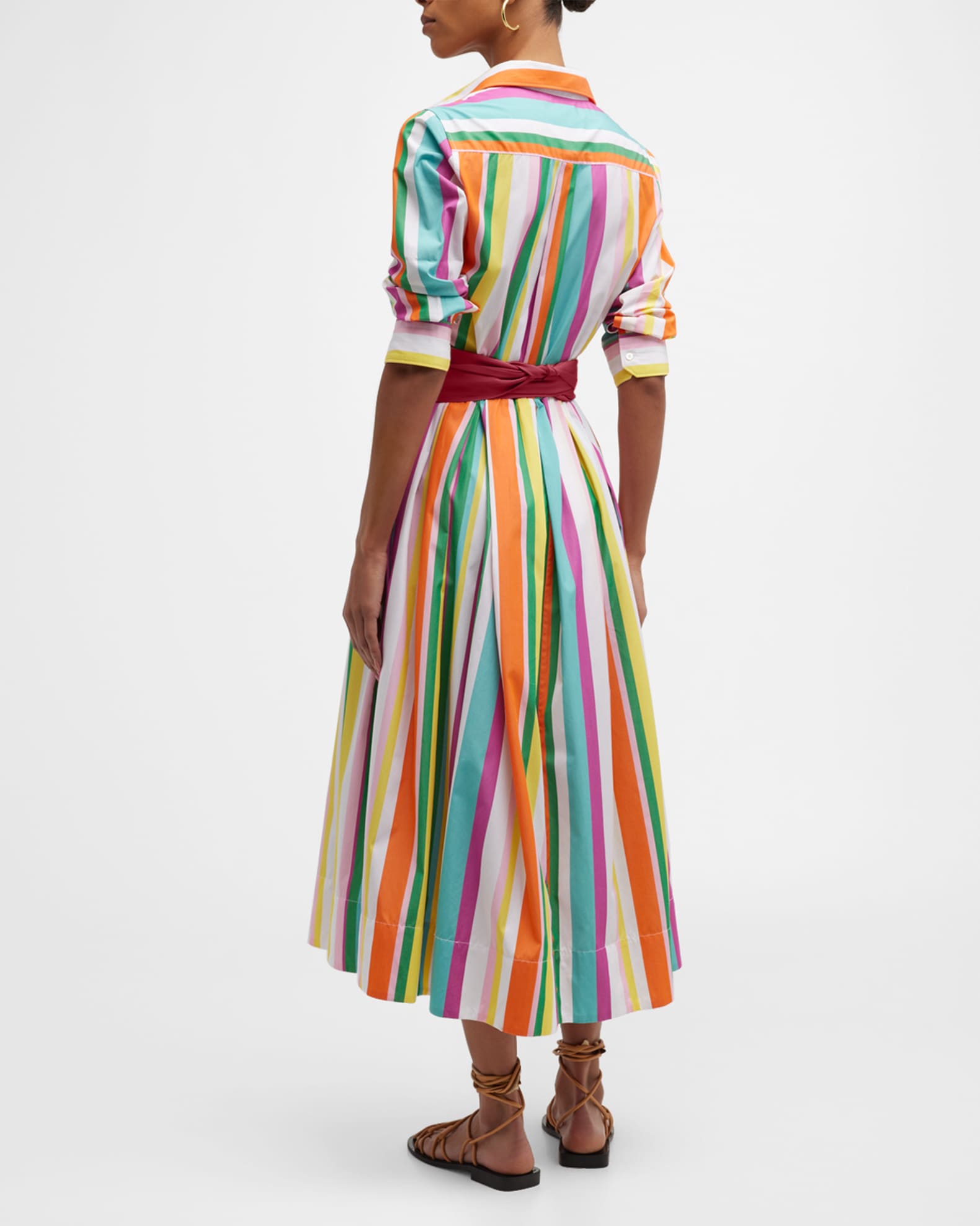 Sara Roka Elenat Belted Striped Midi Shirtdress | Neiman Marcus