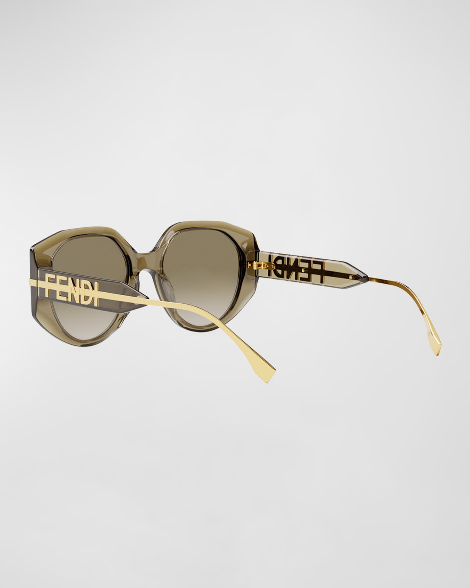 Fendi Fendigraphy Round Acetate Sunglasses | Neiman Marcus