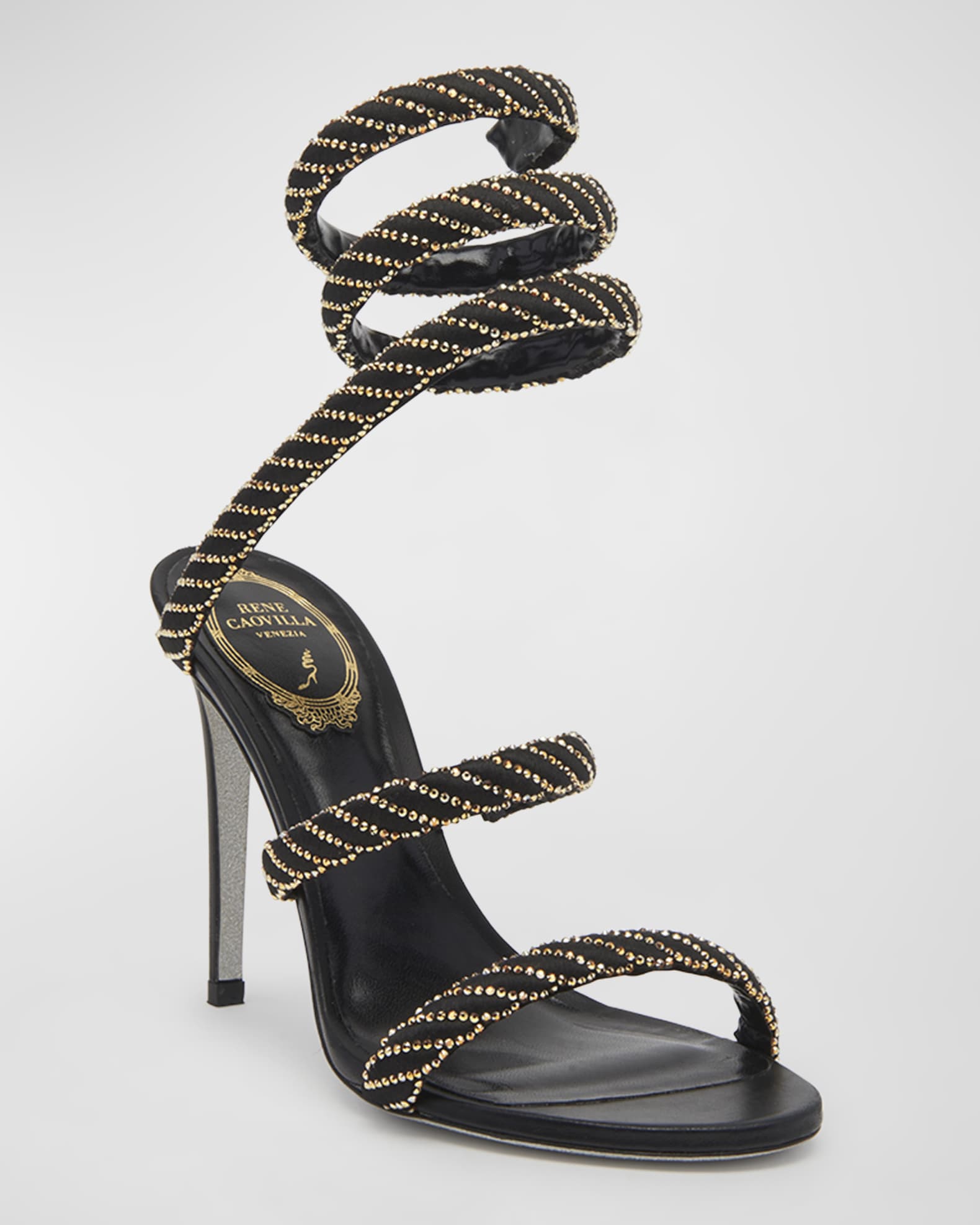 Rene Caovilla Strass Snake-Wrap Cocktail Sandals | Neiman Marcus