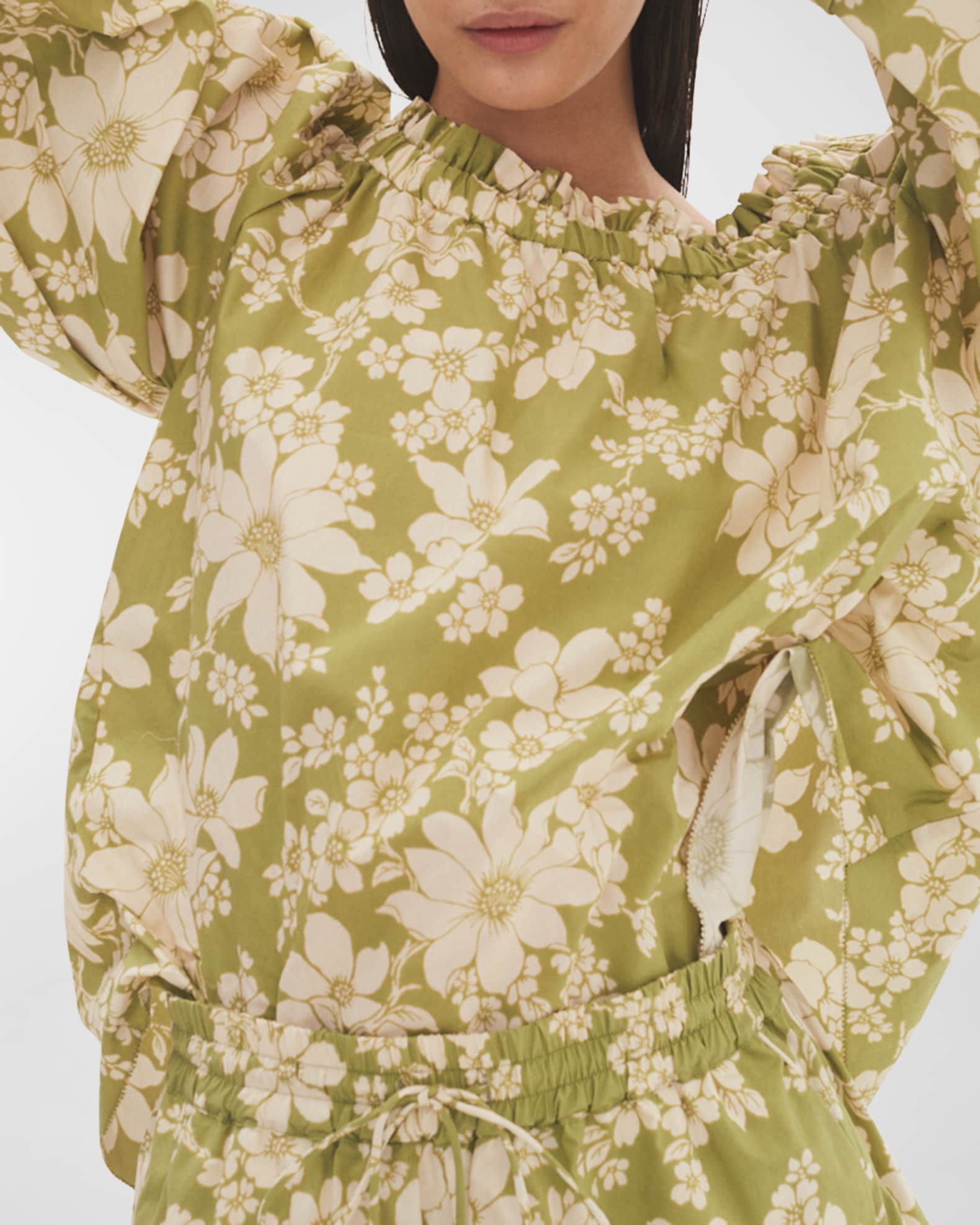 ALEMAIS Leisa Off-Shoulder Floral Cotton Blouse | Neiman Marcus