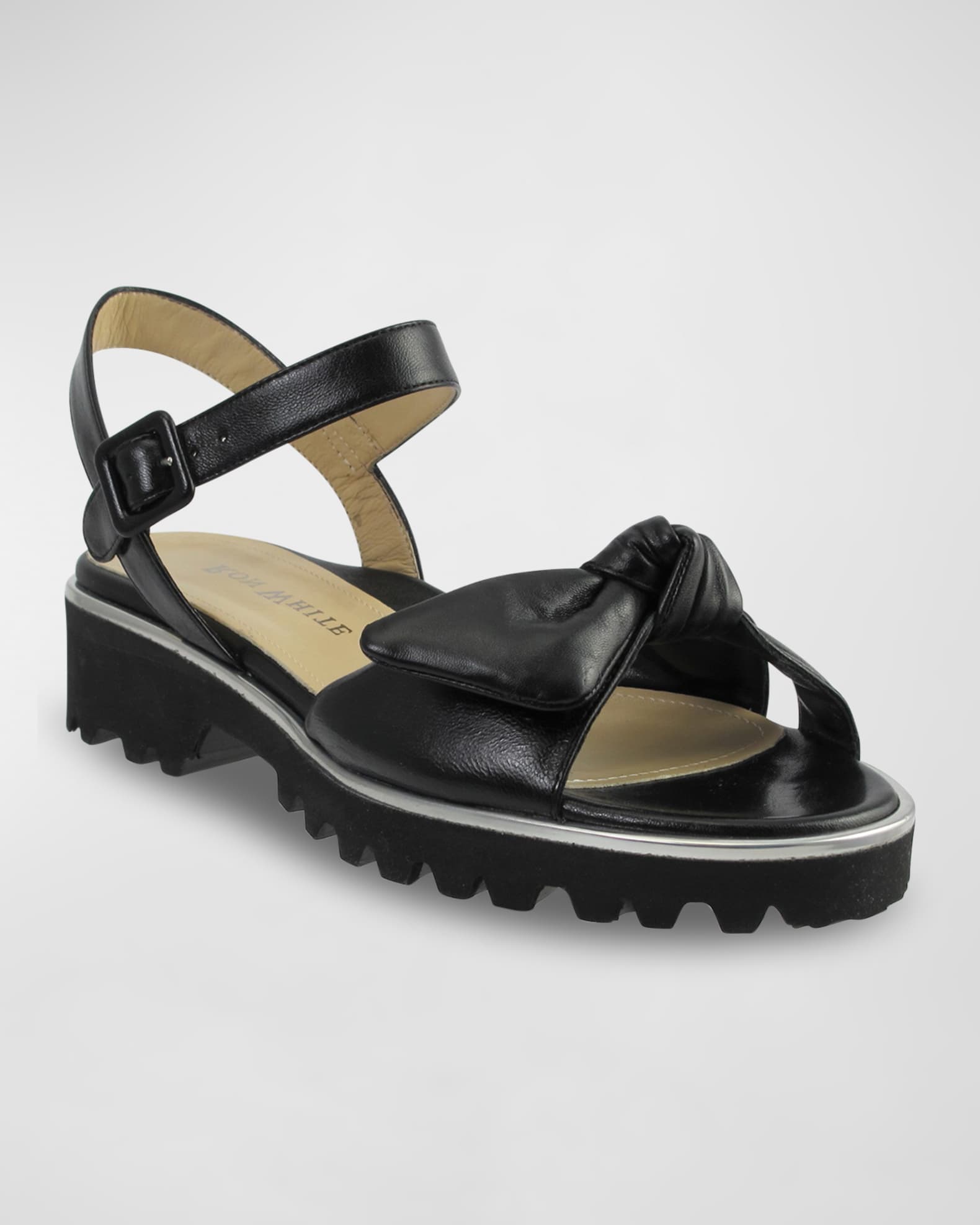 Ron White Cairi Leather Knot Ankle-Strap Sandals | Neiman Marcus