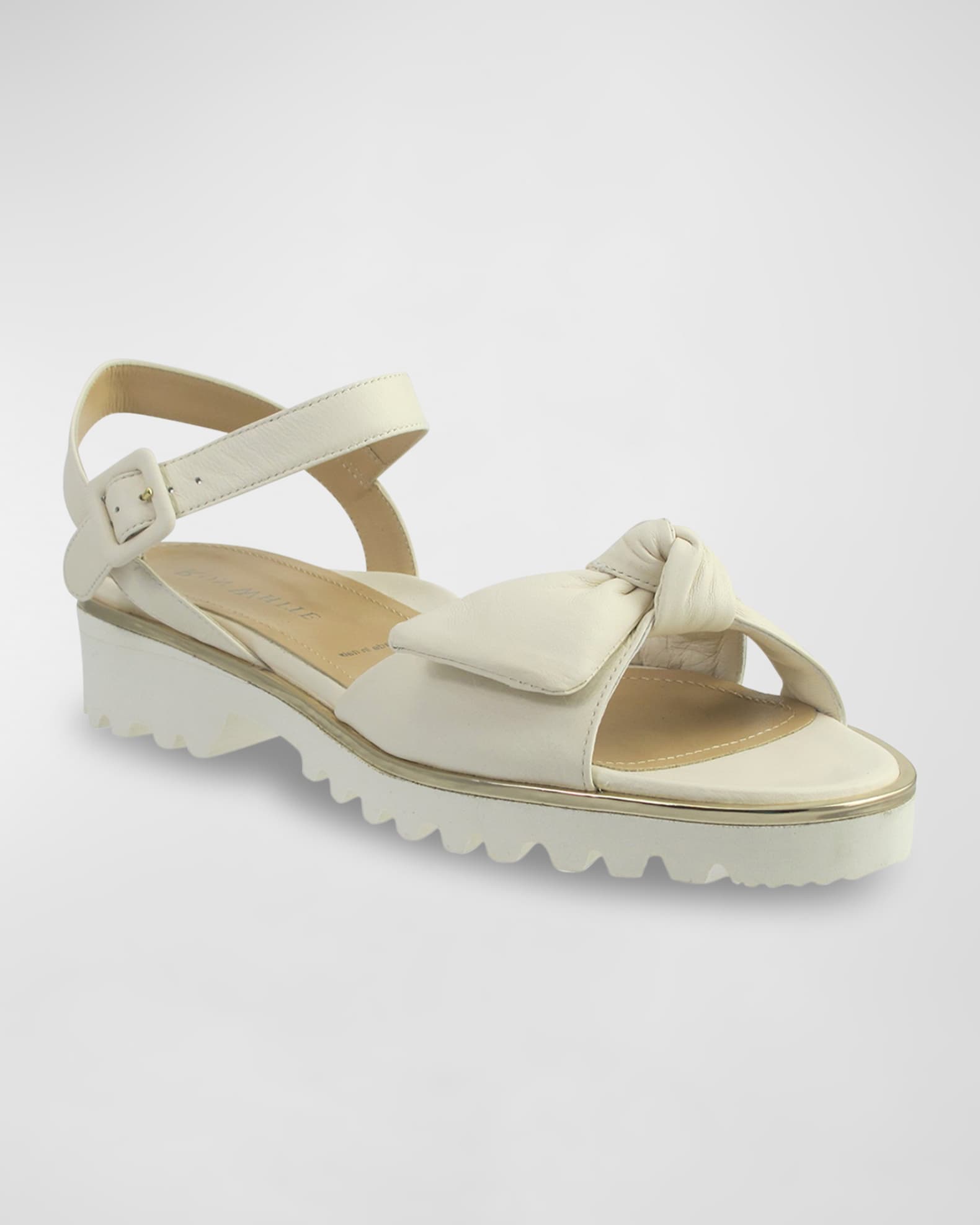 Ron White Cairi Leather Knot Ankle-Strap Sandals | Neiman Marcus