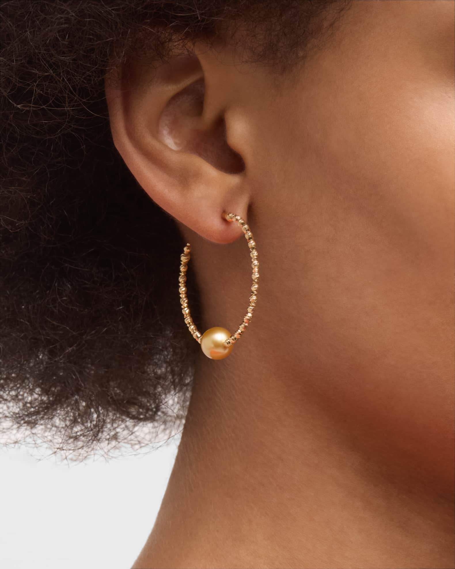 Pearls By Shari 18K Yellow Gold Sparkle Bangle Hoop Earrings with ...