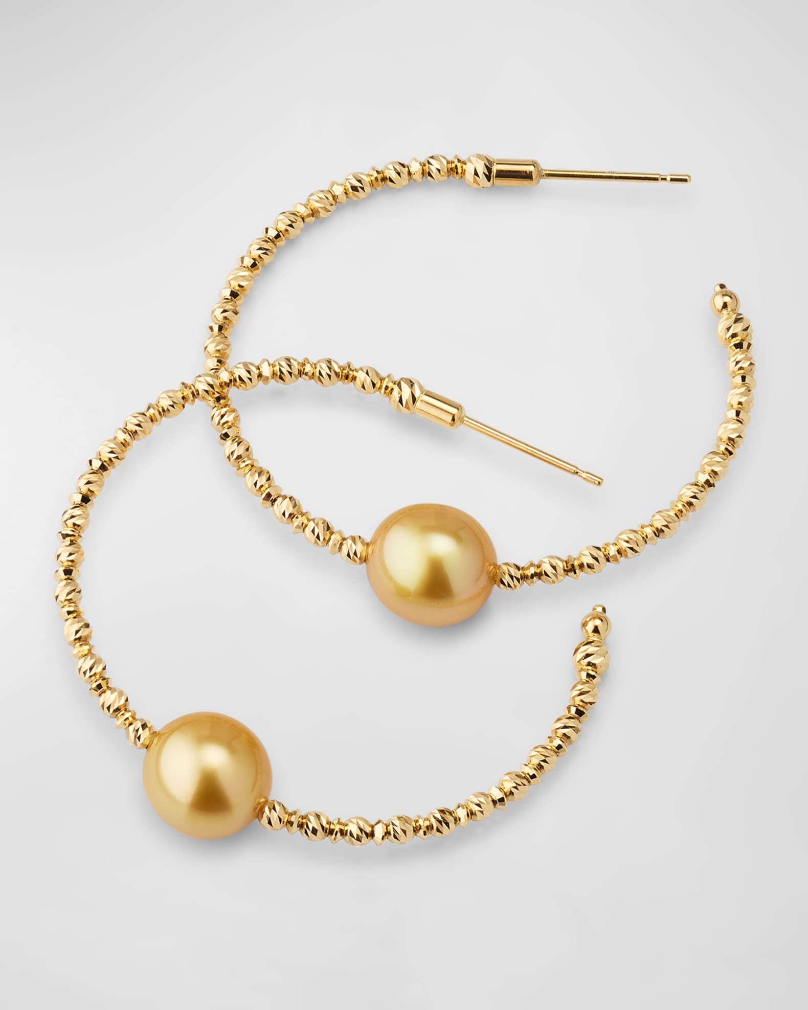 Pearls By Shari 18K Yellow Gold Sparkle Bangle Hoop Earrings with ...