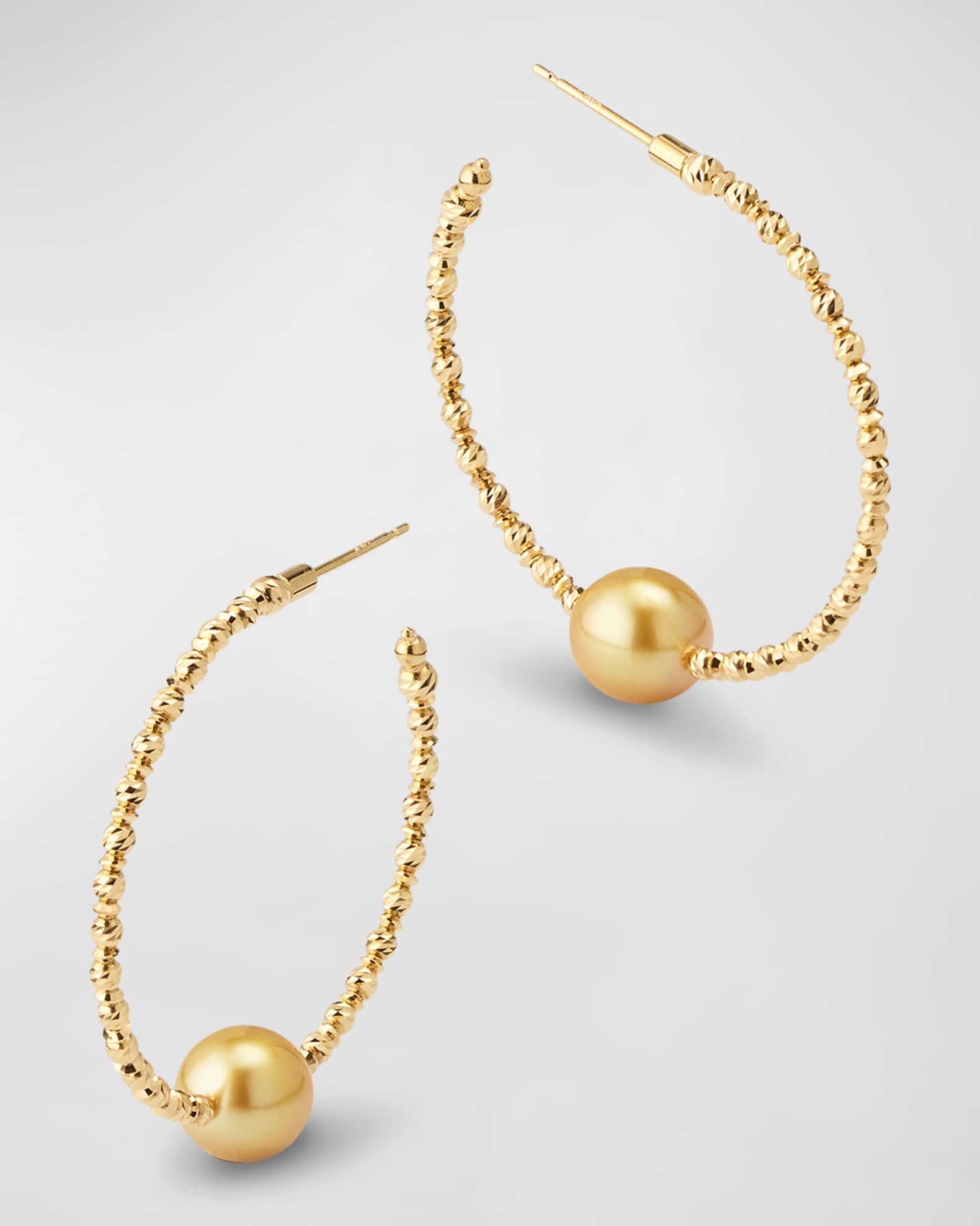 Pearls By Shari 18K Yellow Gold Sparkle Bangle Hoop Earrings with ...