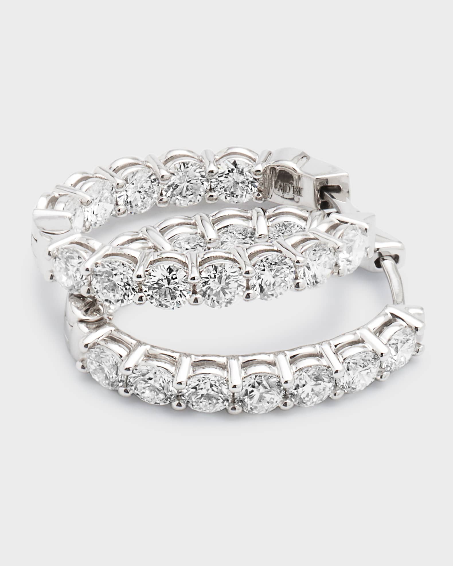 Neiman Marcus Diamonds 18K White Gold Diamond Oval Hoop Earrings, 3 ...