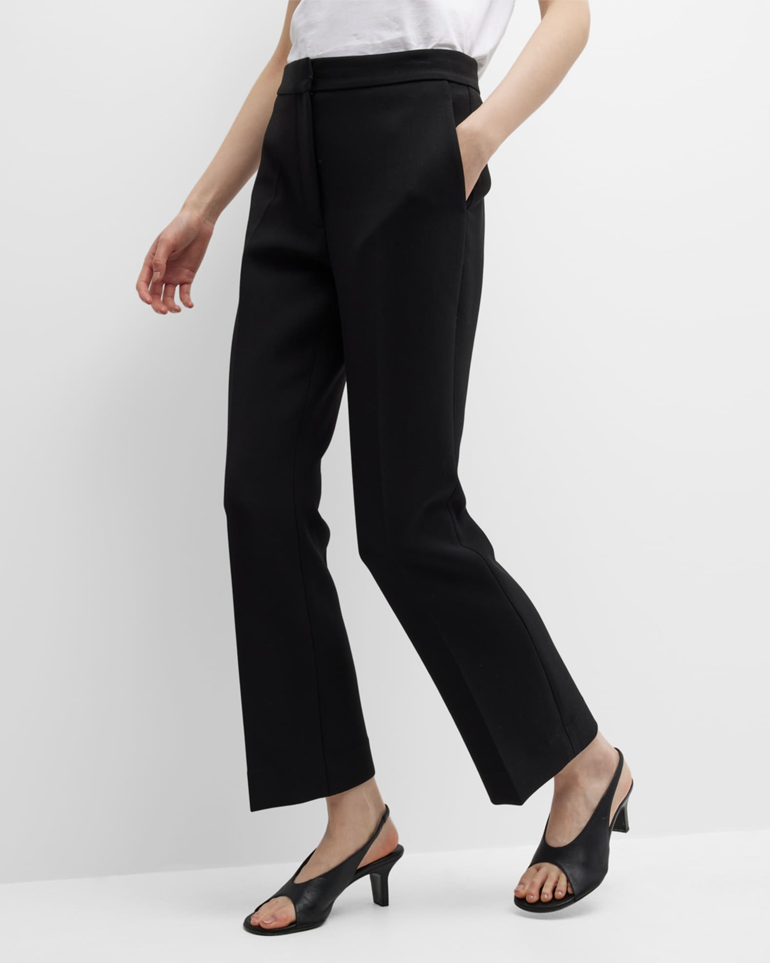 St. John Straight-Leg Ankle Stretch Crepe Suiting Pants | Neiman Marcus