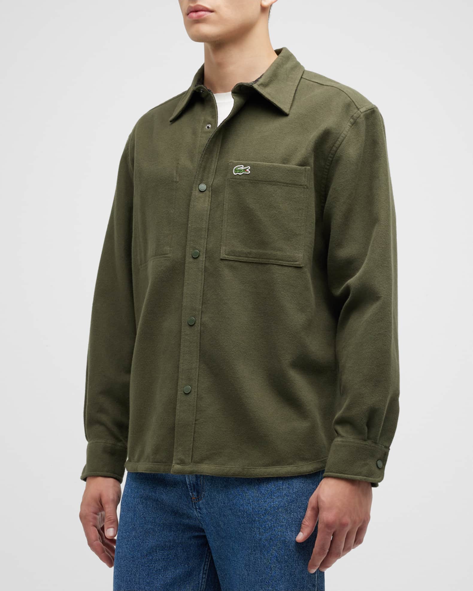Lacoste Men's Reversible Flannel Overshirt | Neiman Marcus