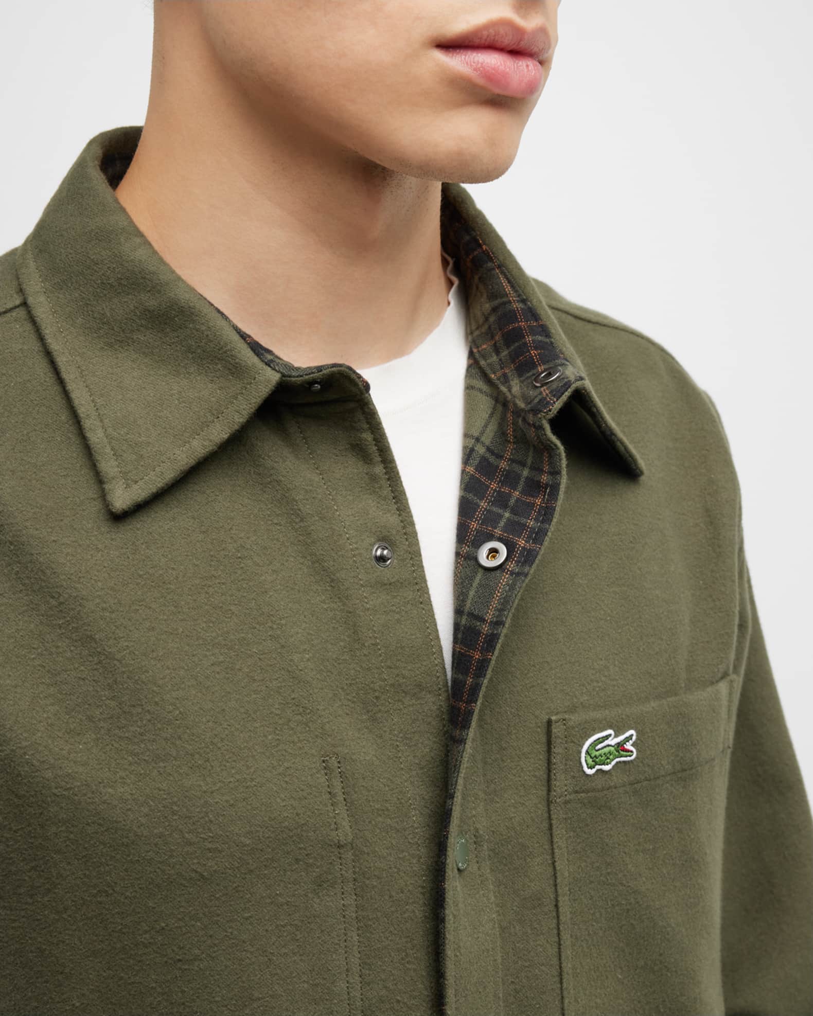 Lacoste Men's Reversible Flannel Overshirt | Neiman Marcus