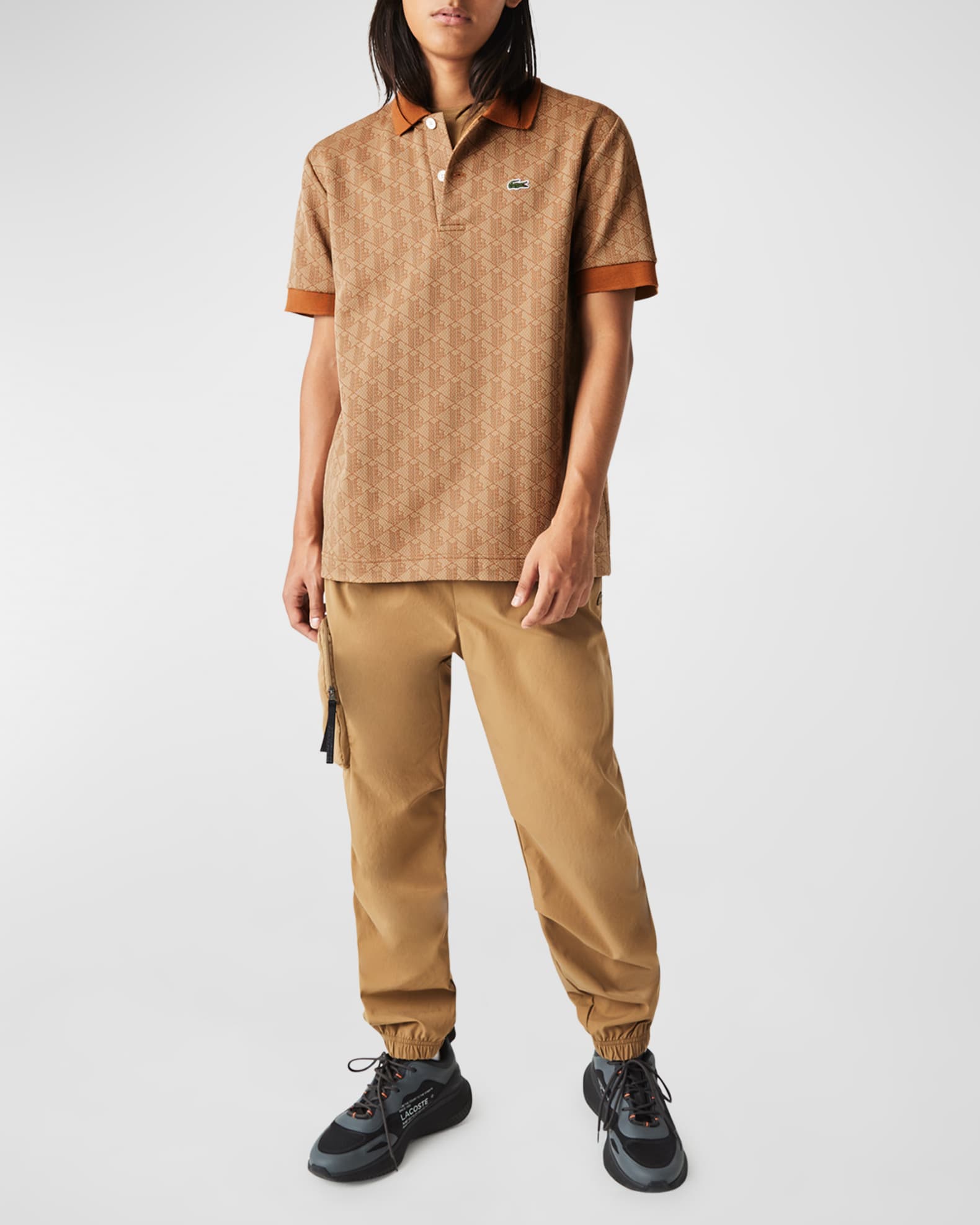 Lacoste Men's Monogram-Print Polo Shirt | Neiman Marcus