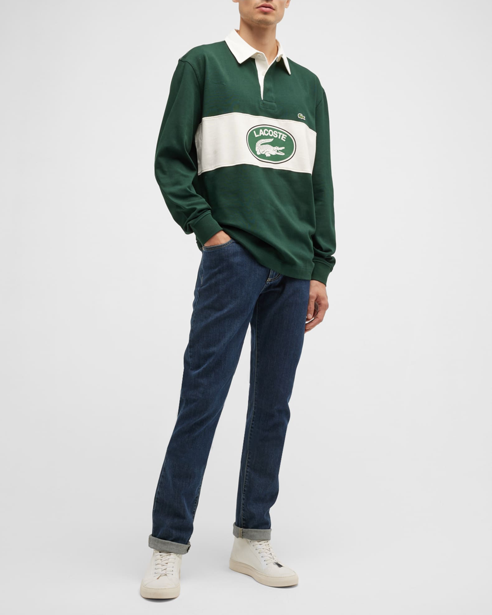Lacoste Men's Branded Rugby Polo Shirt | Neiman Marcus