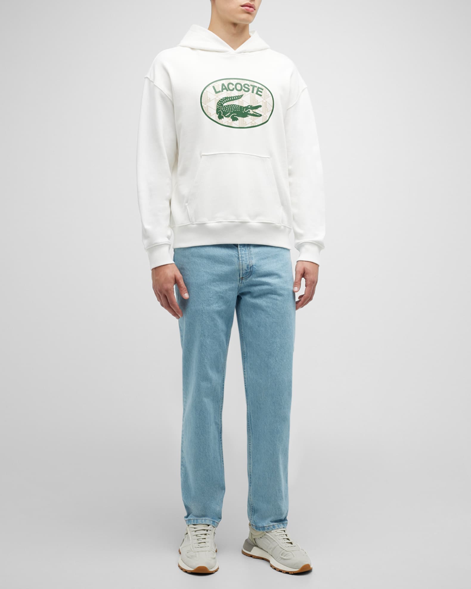 Lacoste Men's Monogram Logo Hooded Sweatshirt | Neiman Marcus