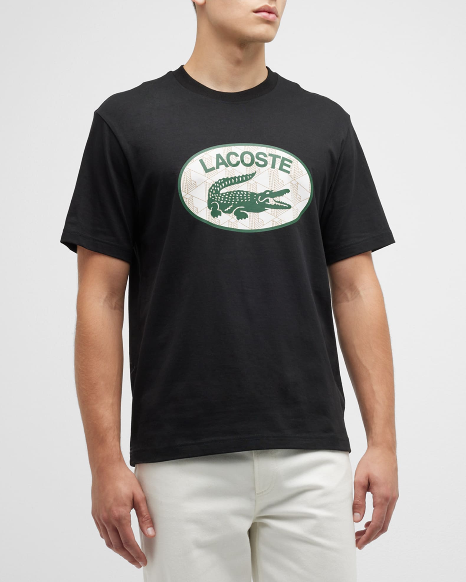 Lacoste Men's Monogram Crocodile Logo T-Shirt | Neiman Marcus