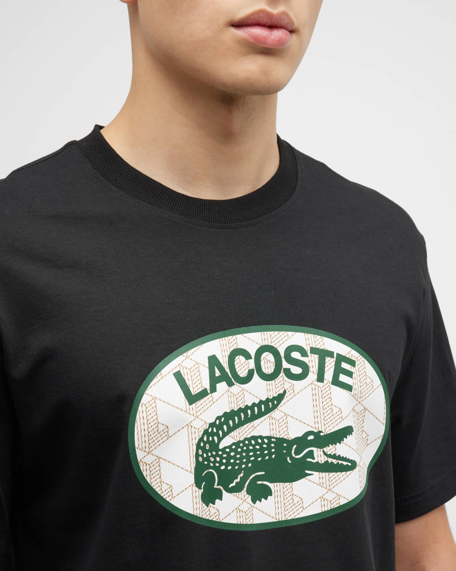 Lacoste Men's Monogram Crocodile Logo T-Shirt | Neiman Marcus
