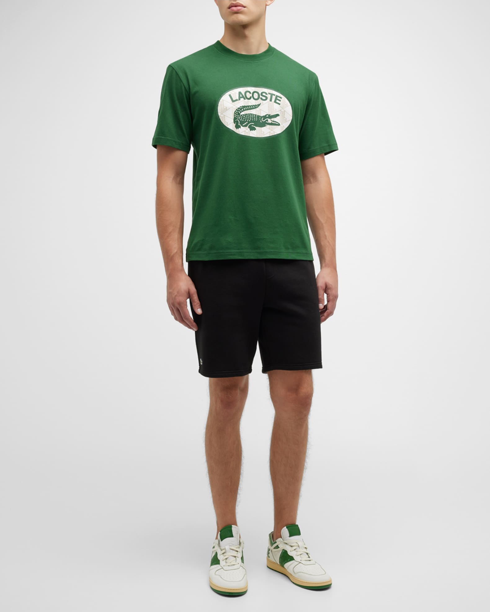 Lacoste Men's Monogram Crocodile Logo T-Shirt | Neiman Marcus