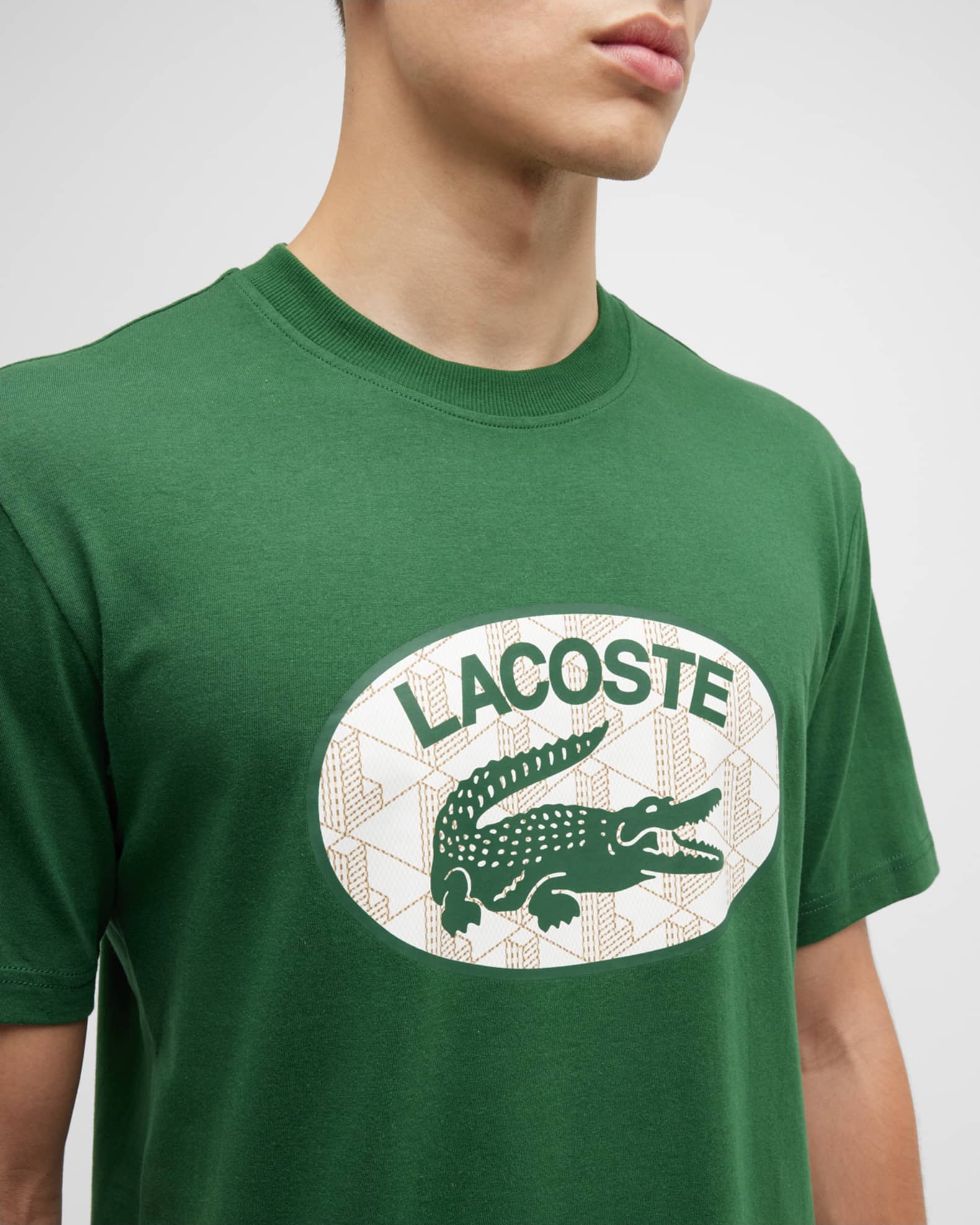 Lacoste Men's Monogram Crocodile Logo T-Shirt | Neiman Marcus