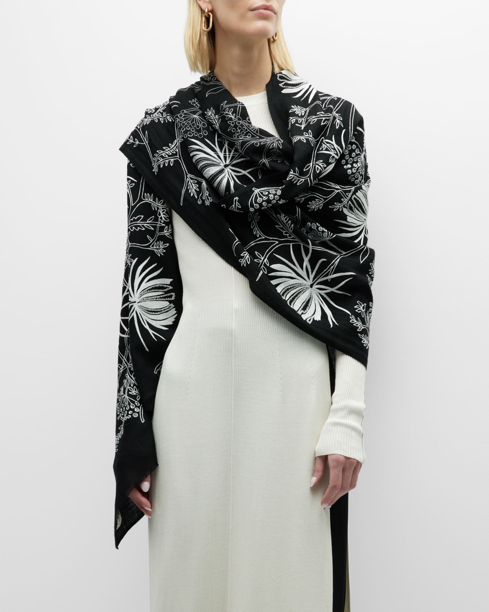 Janavi India Salt And Pepper Merino-Wool Scarf | Neiman Marcus