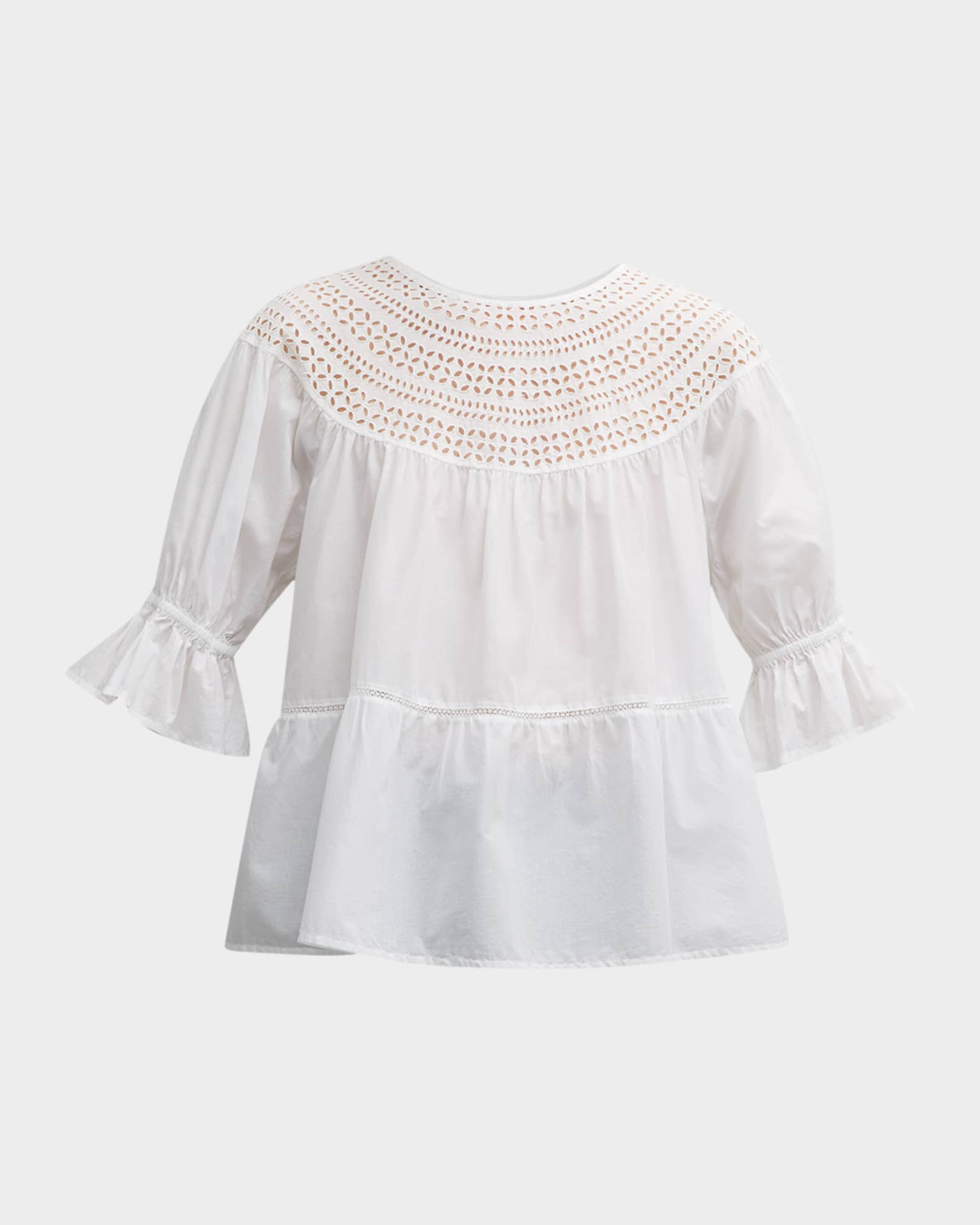 Merlette Sol Puff-Sleeve Eyelet Top | Neiman Marcus