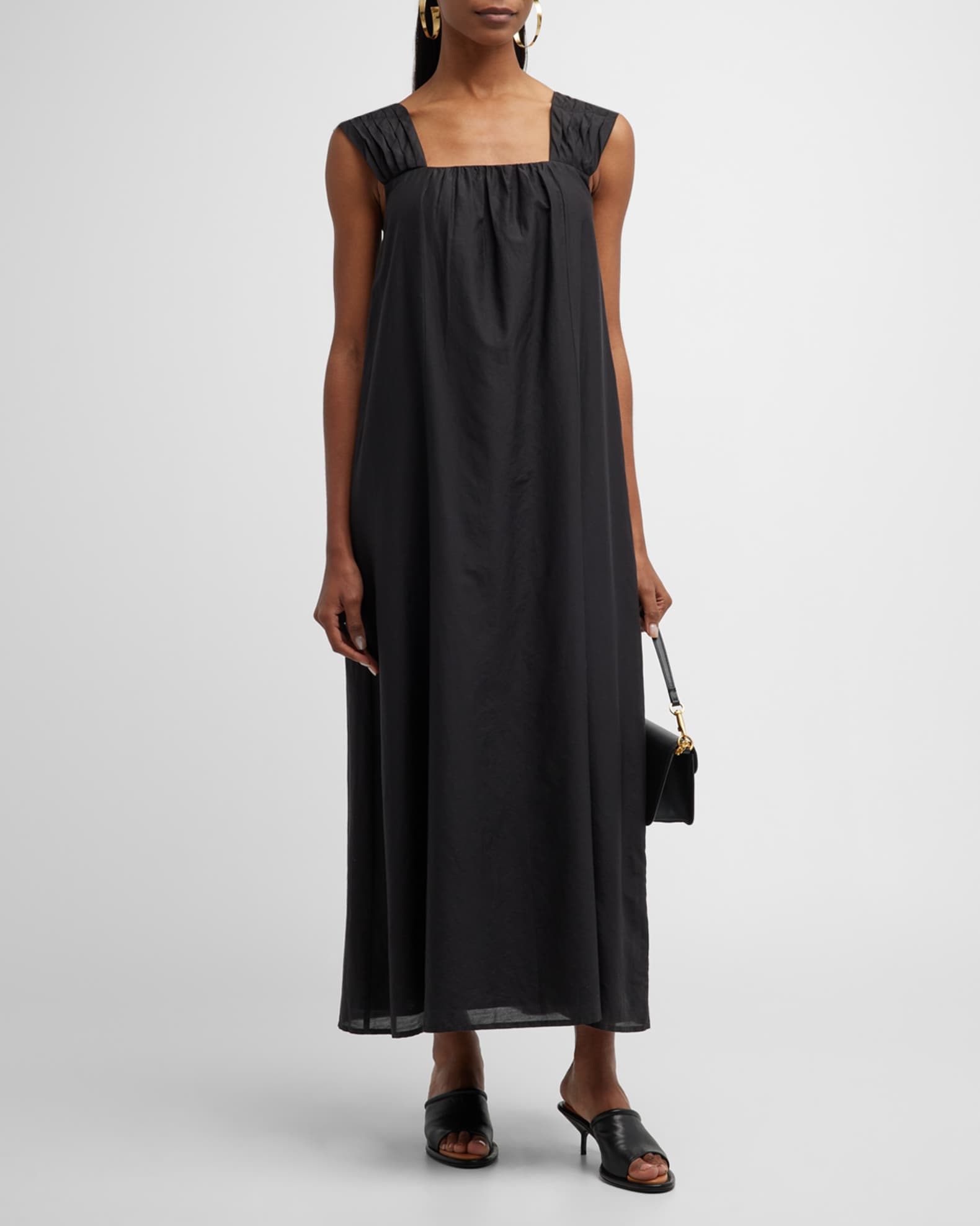 Merlette Rossetti Pleated Cotton-Silk Maxi Tank Dress | Neiman Marcus