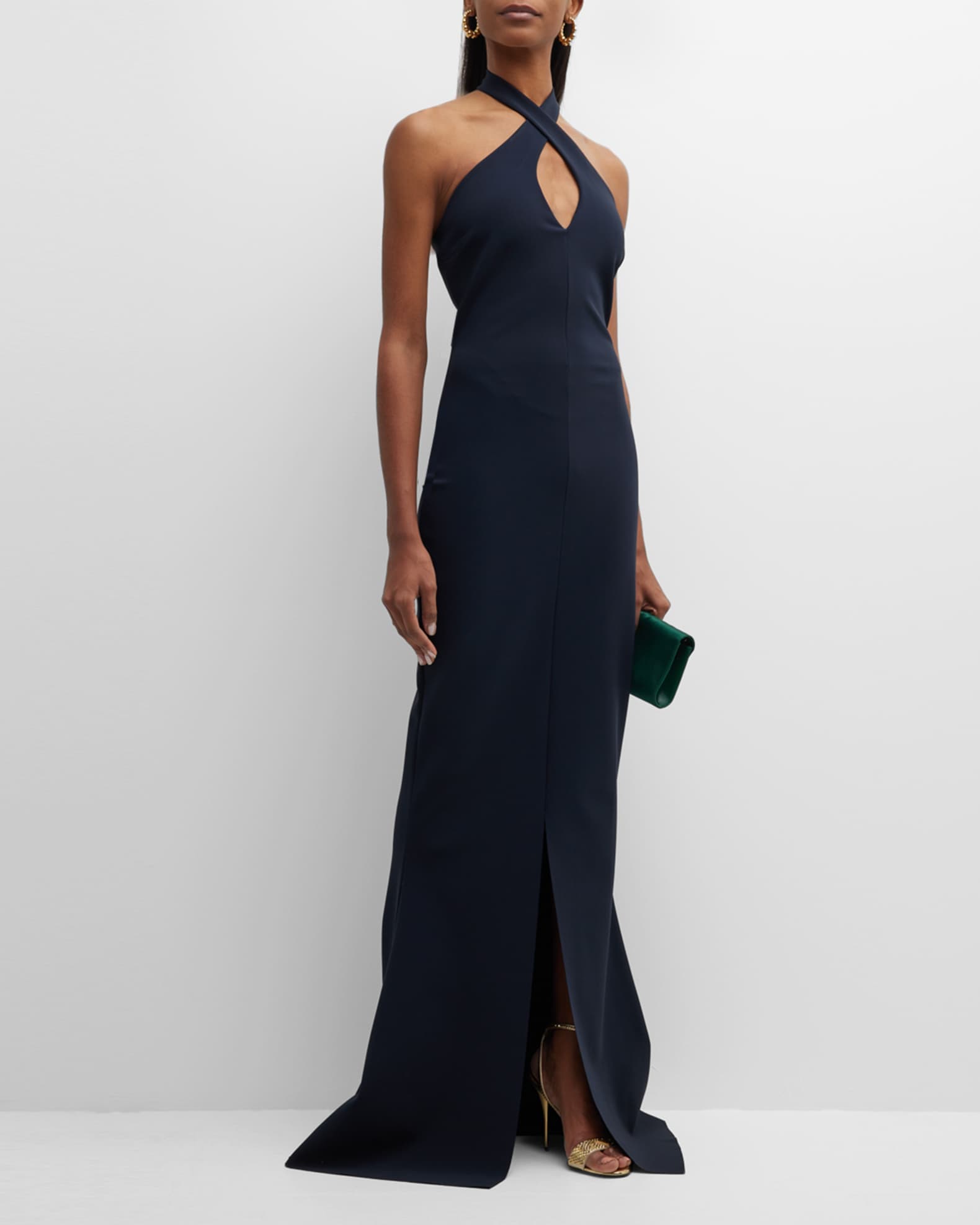 Chiara Boni La Petite Robe Mansur Cutout Halter Gown | Neiman Marcus