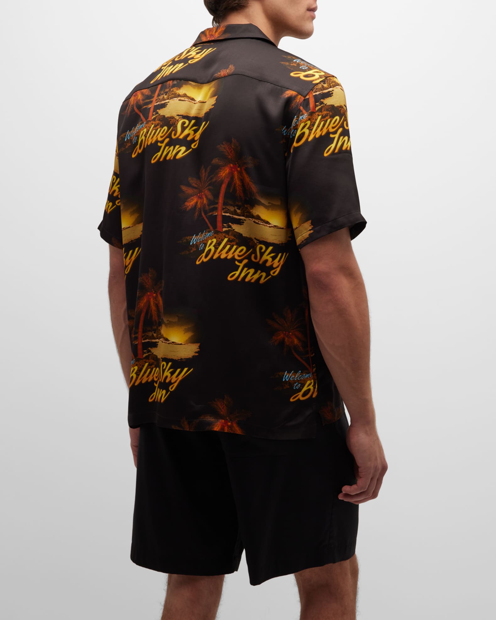 Blue Sky Inn Men's Welcome Sign Graphic Camp Shirt | Neiman Marcus