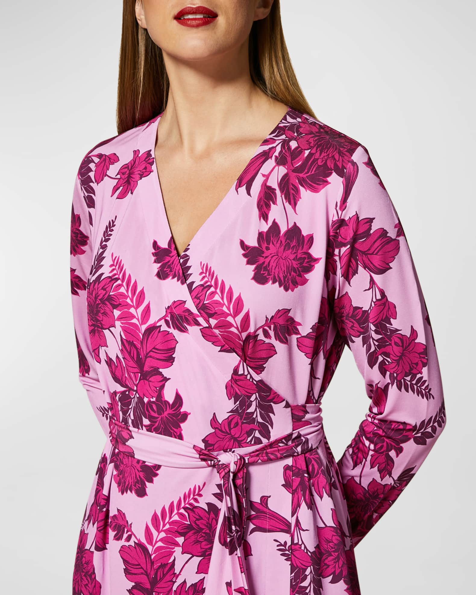 Marina Rinaldi Plus Size Oppla Floral-Print Wrap Midi Dress | Neiman Marcus
