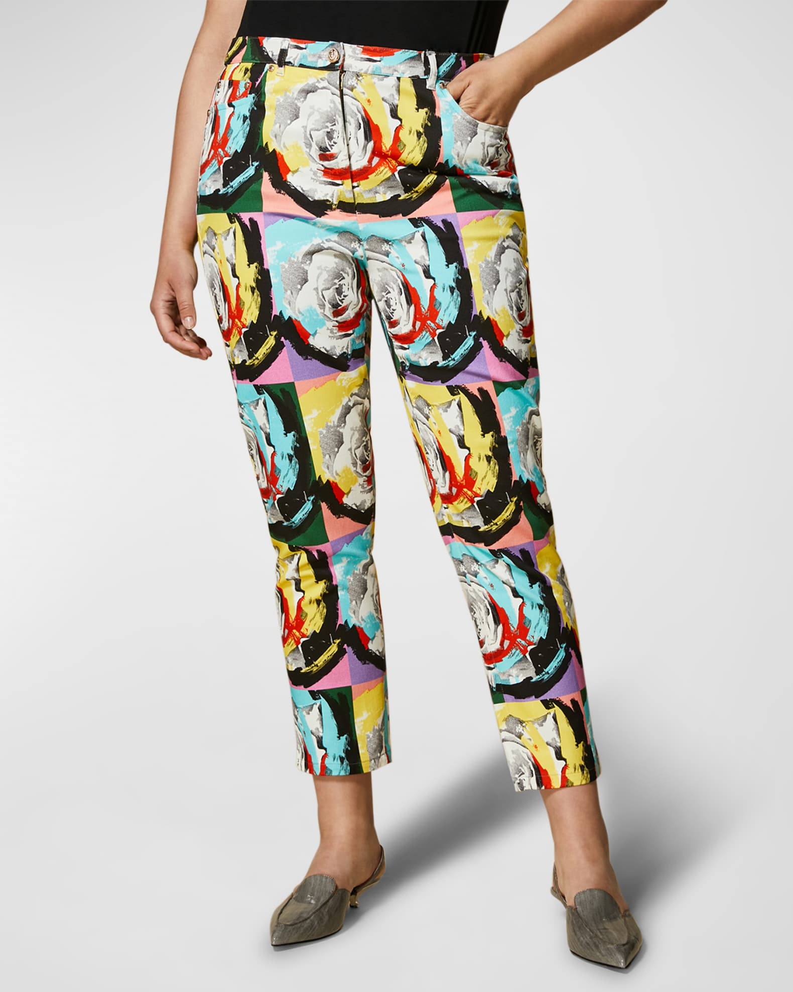 Marina Rinaldi Plus Size Rapper Cropped Abstract-Print Pants | Neiman ...