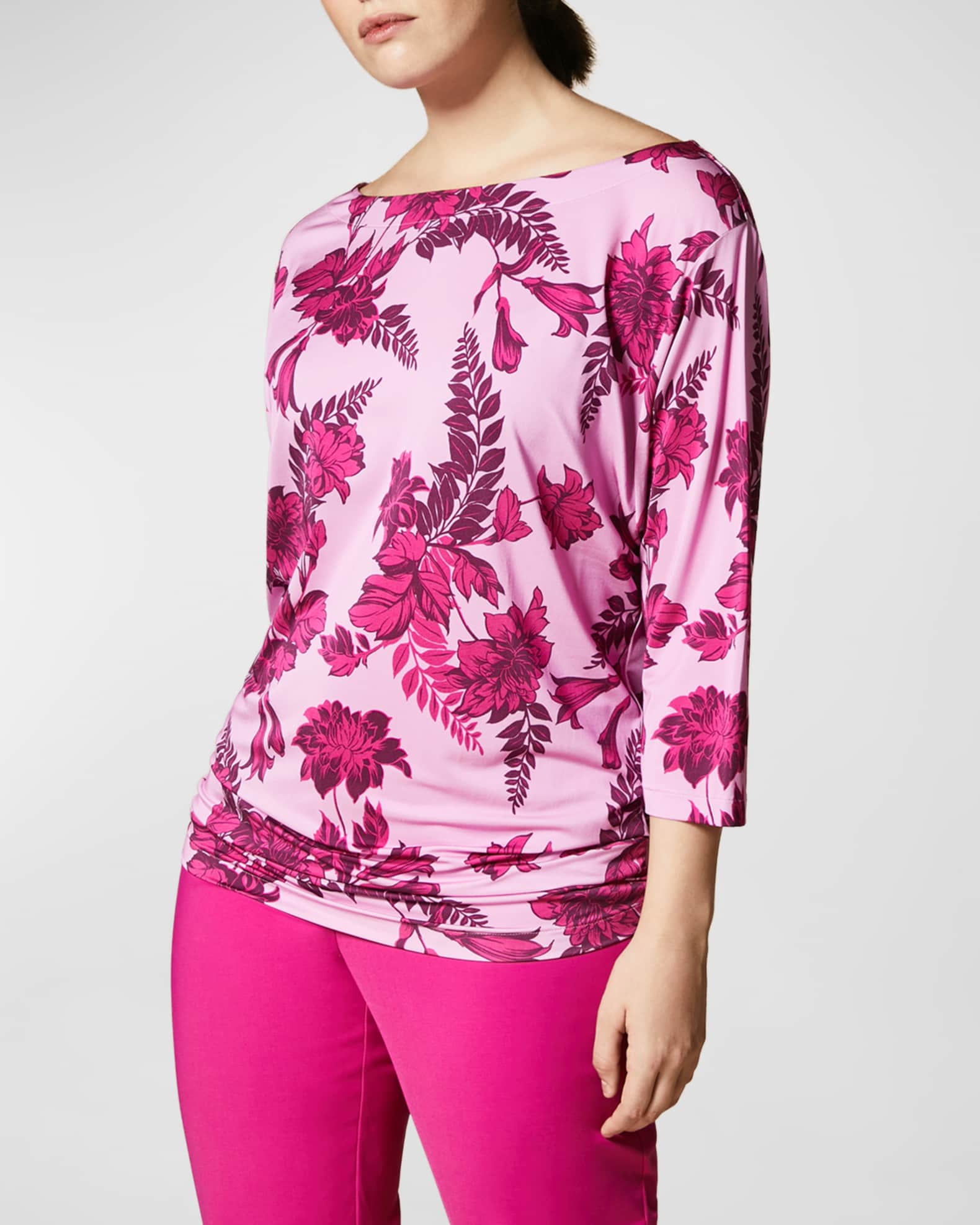 Marina Rinaldi Plus Size Veronique Boat-Neck Shirt | Neiman Marcus