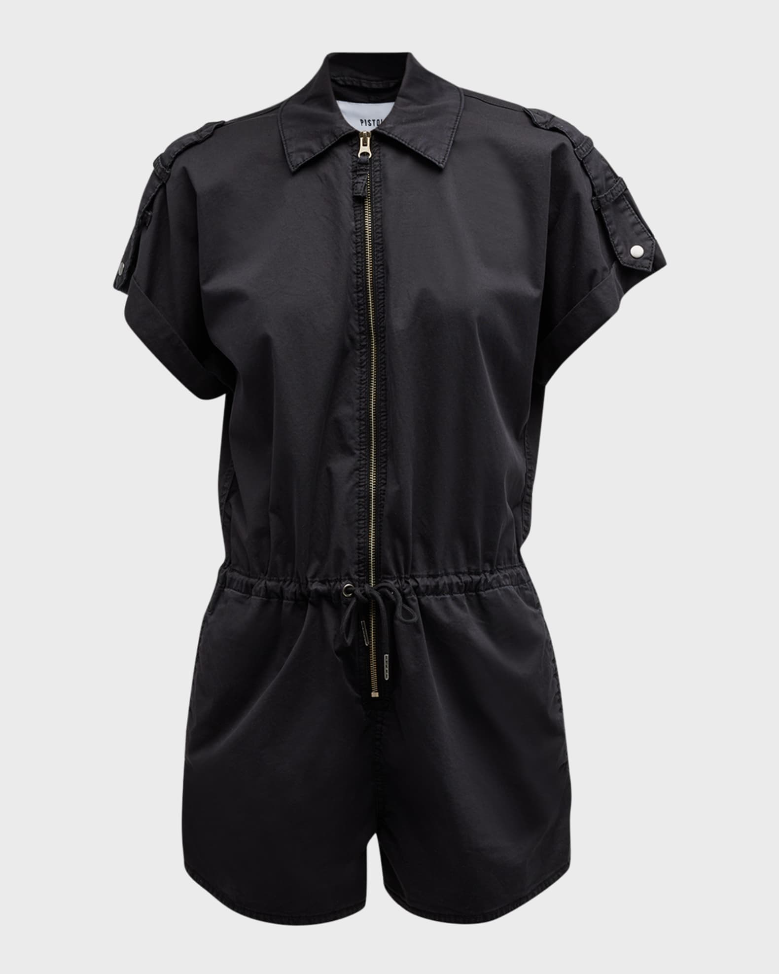 PISTOLA Meg Zip-Front Utility Romper | Neiman Marcus