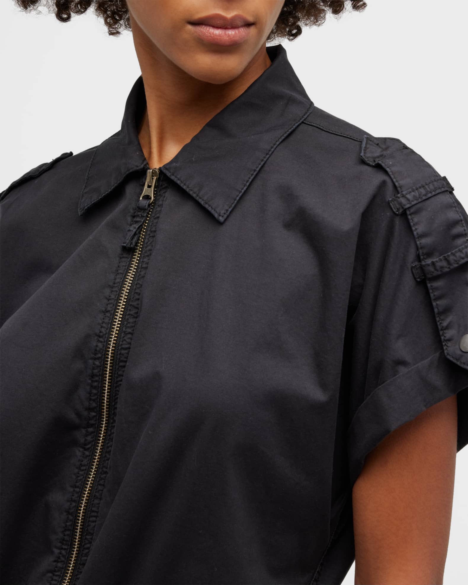 PISTOLA Meg Zip-Front Utility Romper | Neiman Marcus