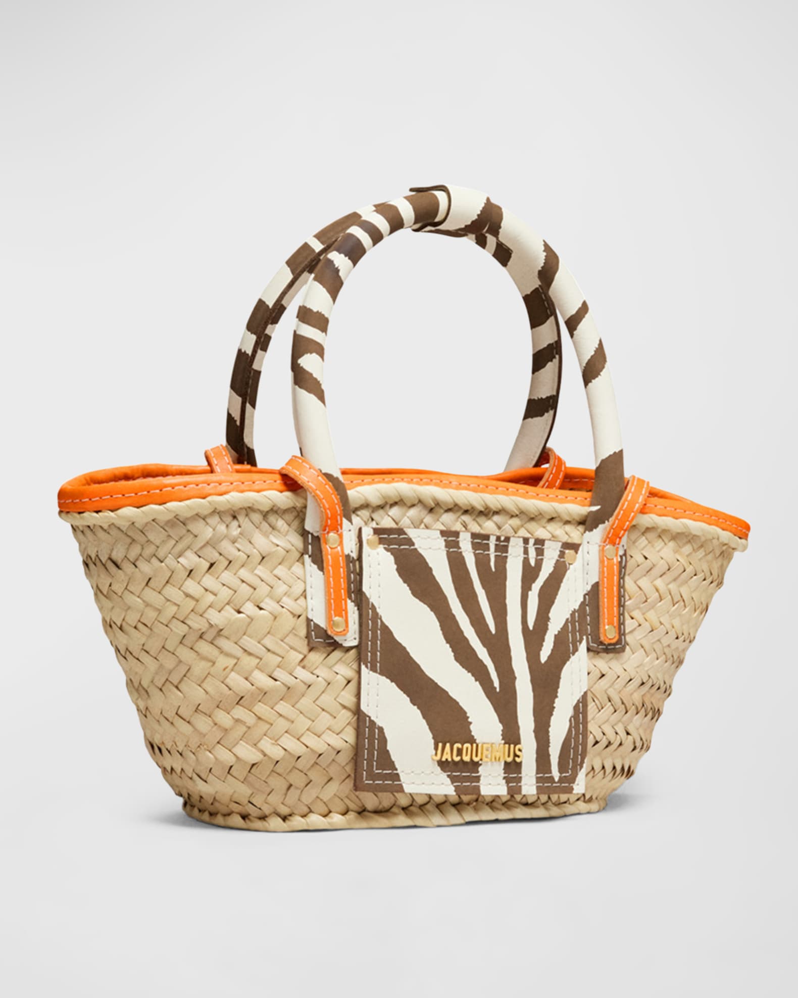 Jacquemus Le Petit Panier Soli Zebra-Print Top-Handle Bag | Neiman Marcus
