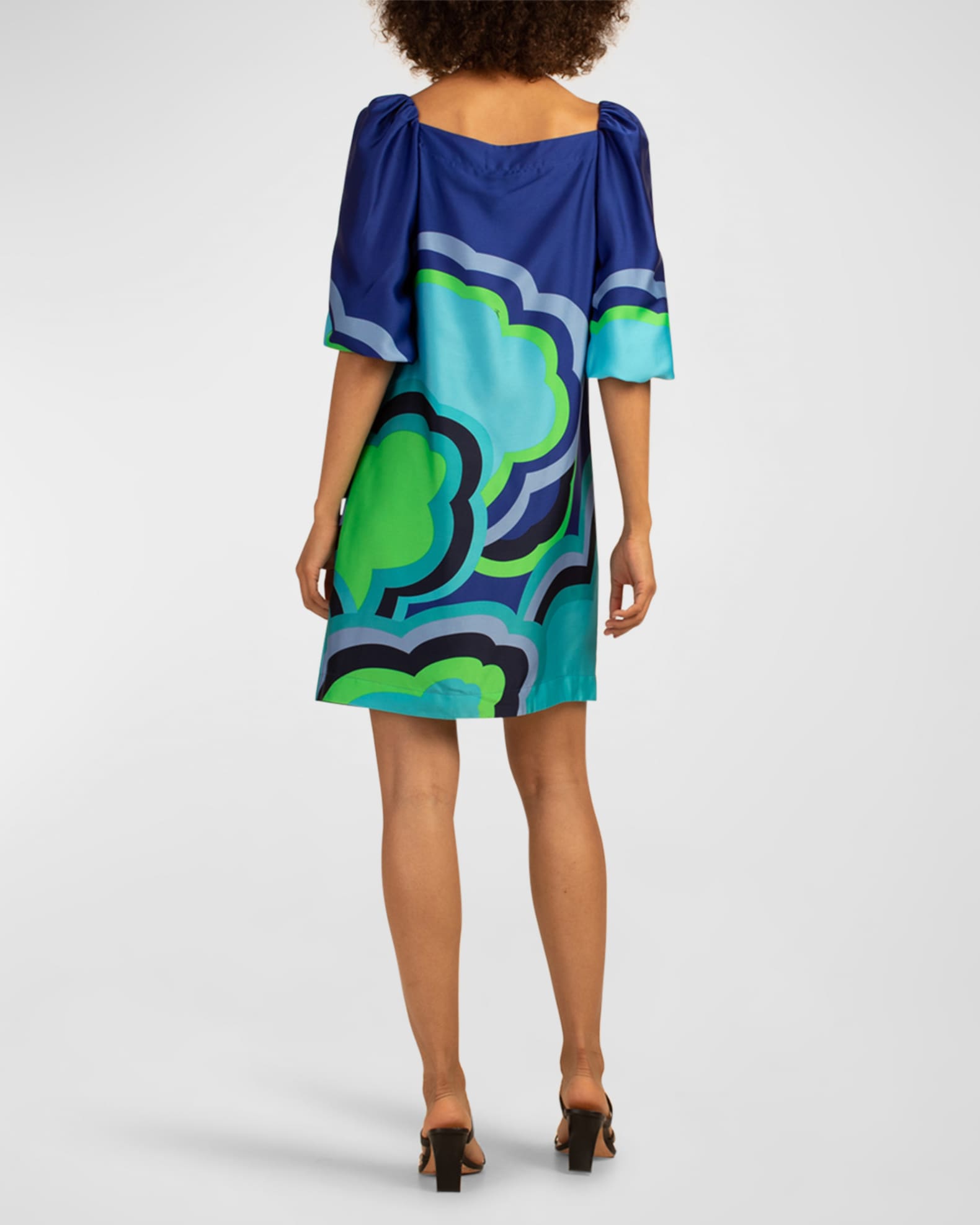 Trina Turk Symphony Floral-Print Blouson-Sleeve Dress | Neiman Marcus