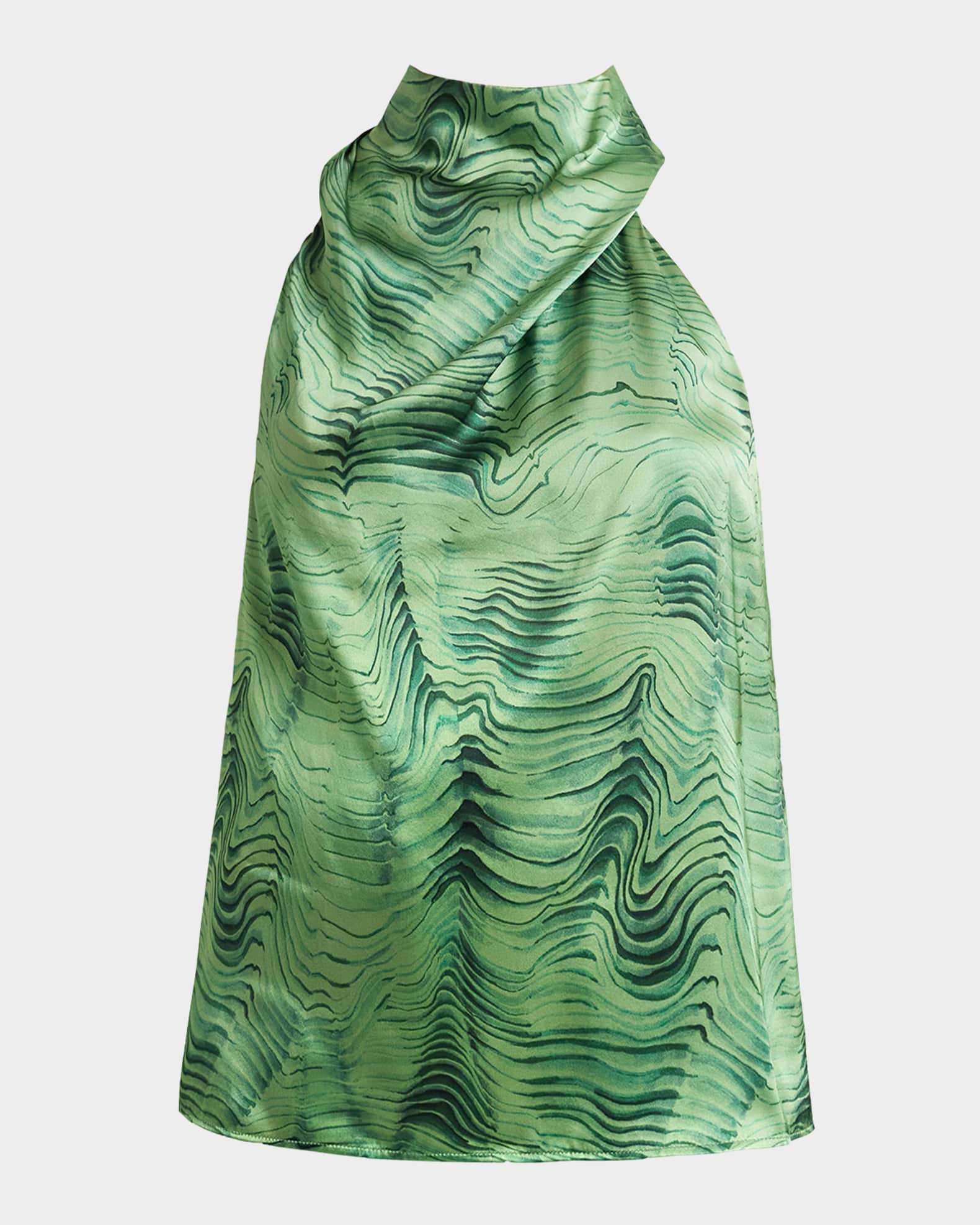 Santorelli Darcy Sleeveless Mock-Neck Swirl-Print Blouse | Neiman Marcus