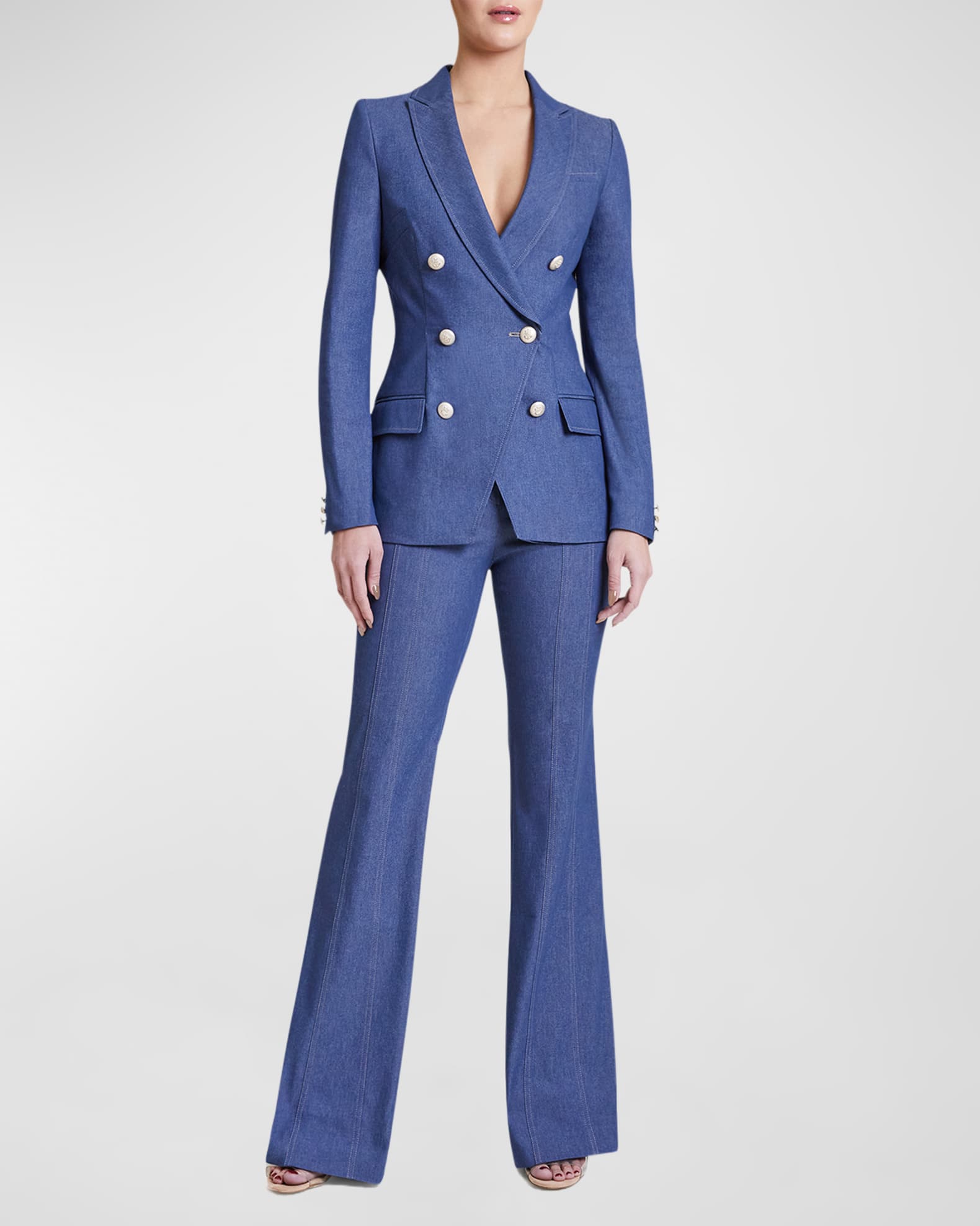 Double-Breasted Denim Suit | Neiman Marcus