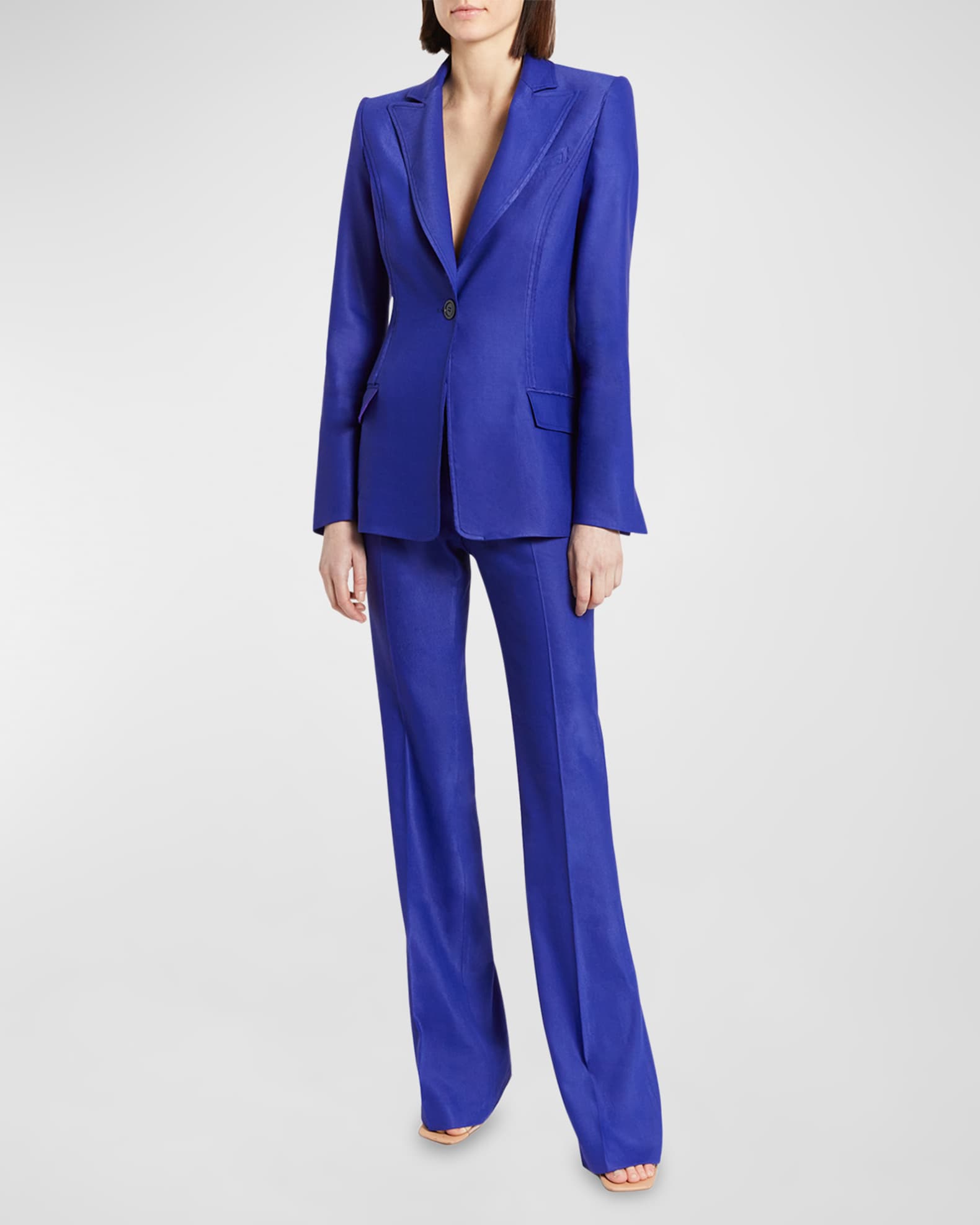 Santorelli Jess Single-Button Linen-Blend Jacket | Neiman Marcus