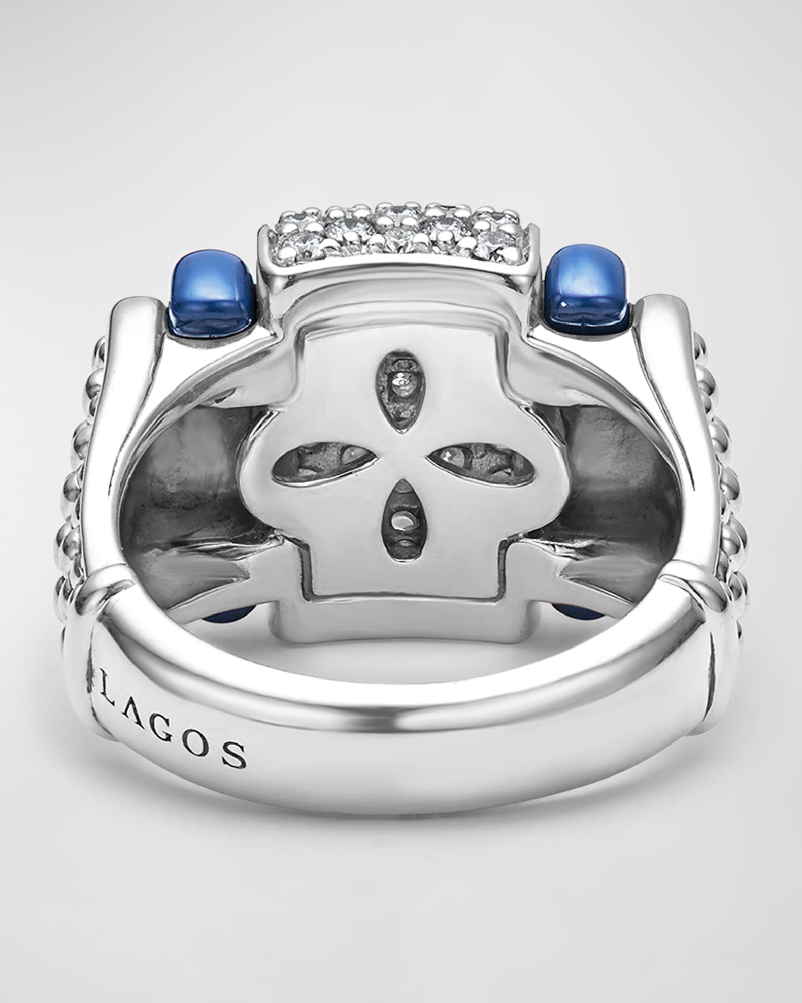 LAGOS Ceramic and Smooth Square Diamond Pave Ring in Marine Blue ...