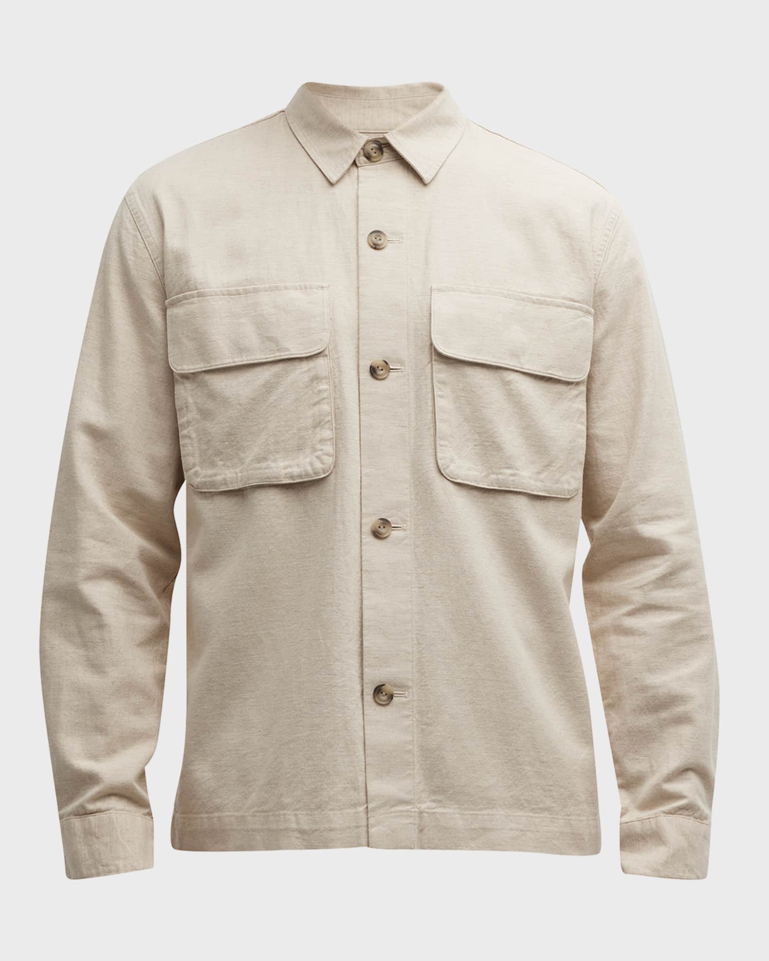 Vince Men's Melange Linen-Blend Overshirt | Neiman Marcus