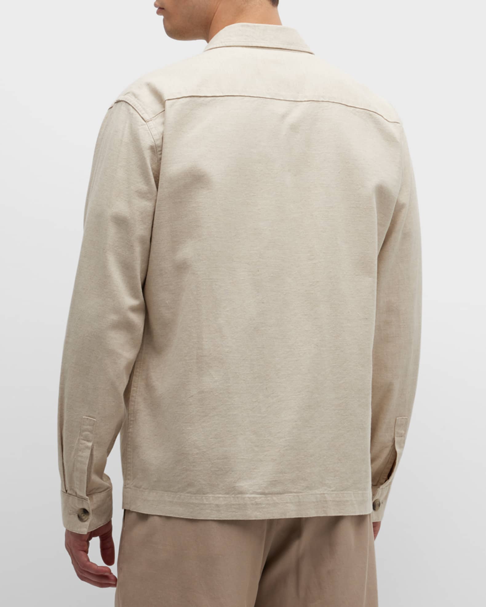 Vince Men's Melange Linen-Blend Overshirt | Neiman Marcus