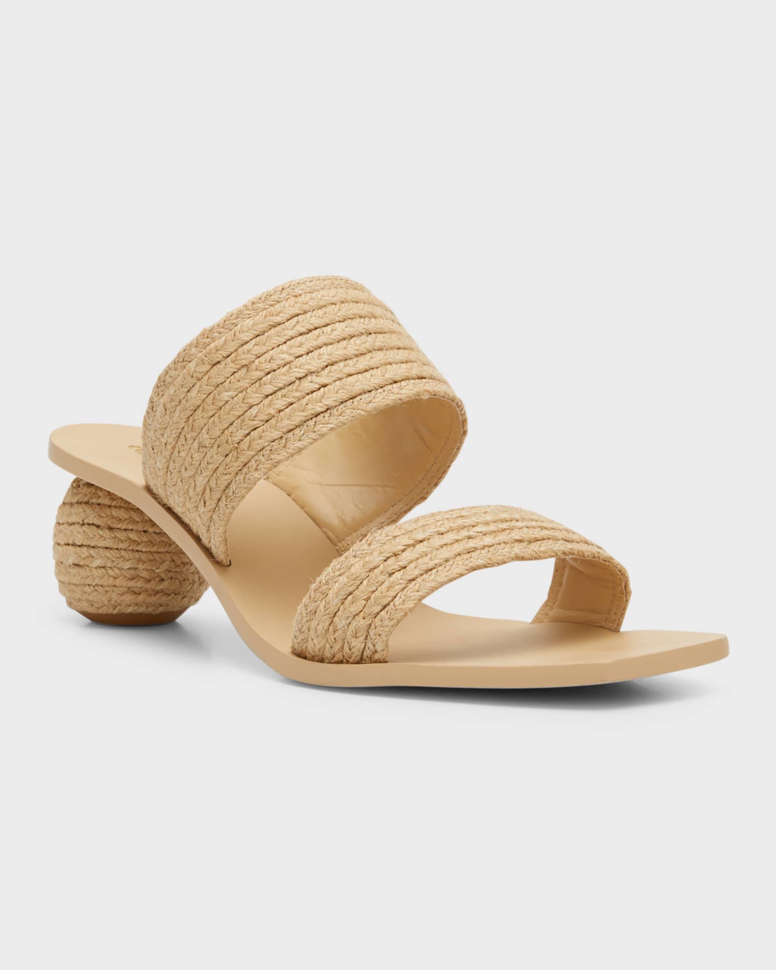 Cult Gaia Jila Jute Sphere-Heel Sandals | Neiman Marcus