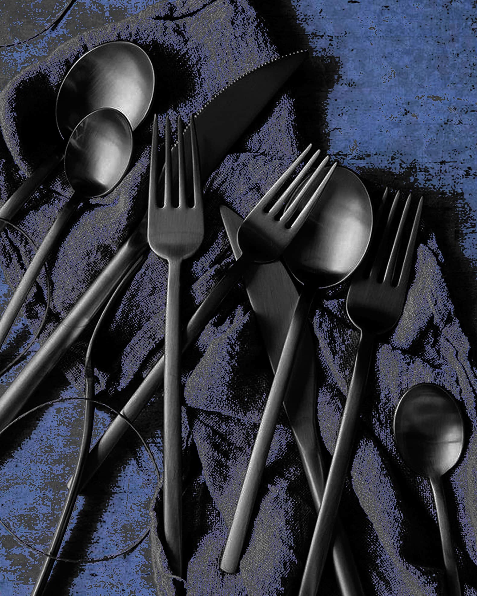 Mepra Due 20-Piece Flatware Set - Ice Oro Nero | Neiman Marcus