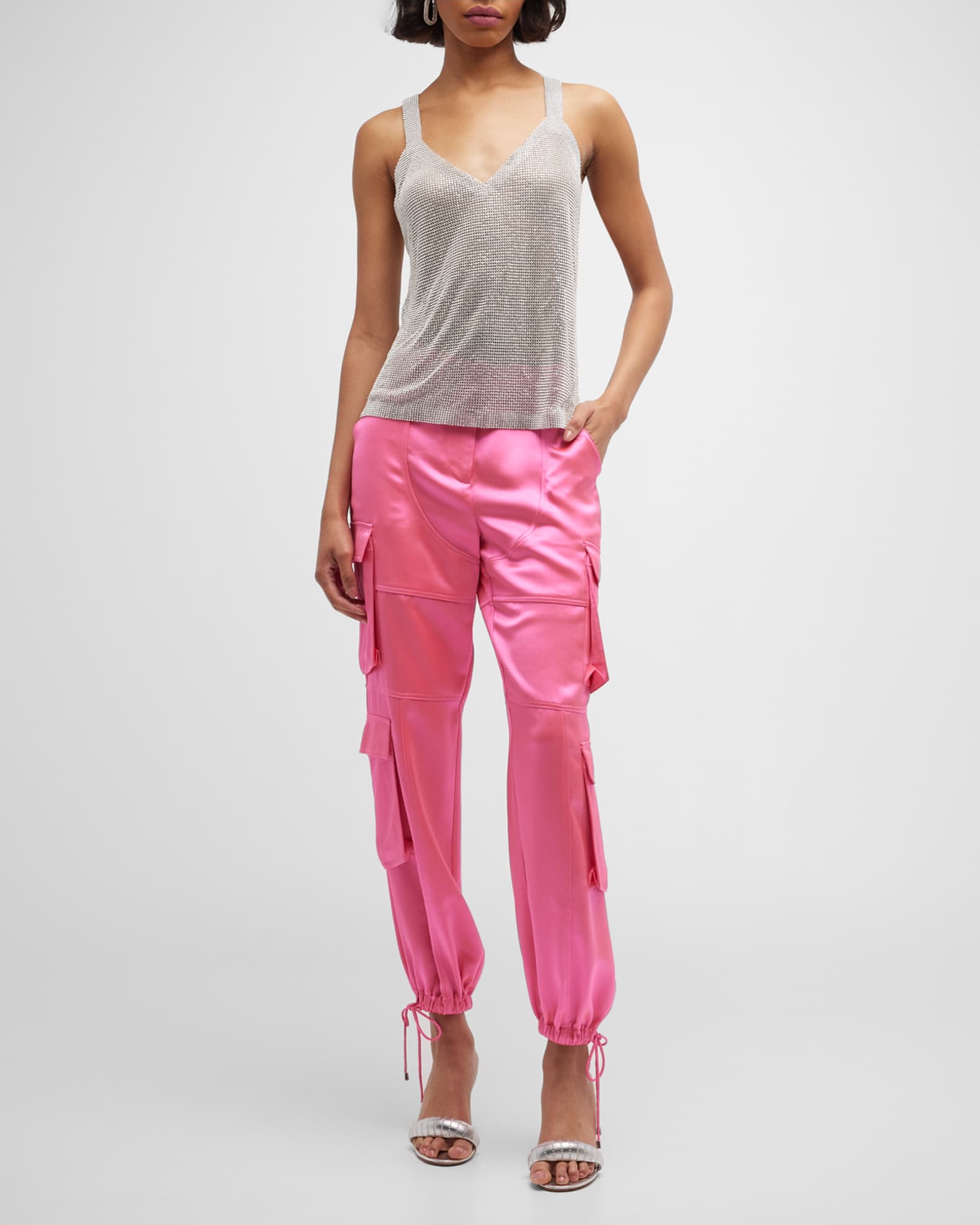 Retrofete Portela Silky Drawstring-Cuff Cargo Pants | Neiman Marcus