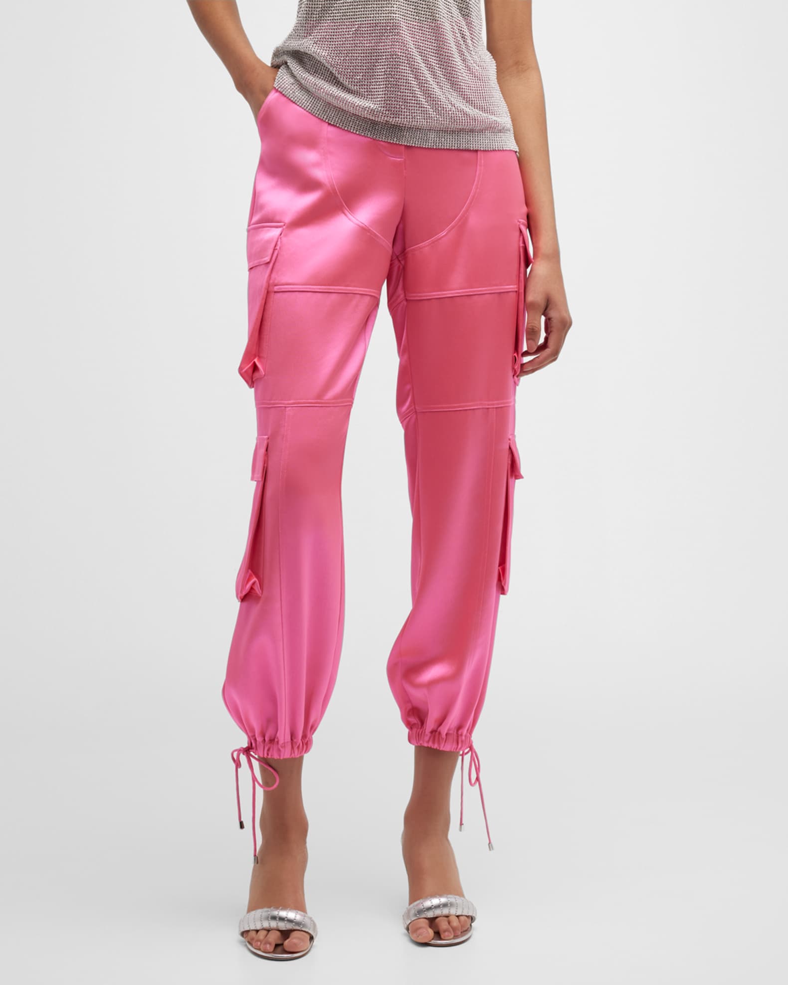 Retrofete Portela Silky Drawstring-Cuff Cargo Pants | Neiman Marcus