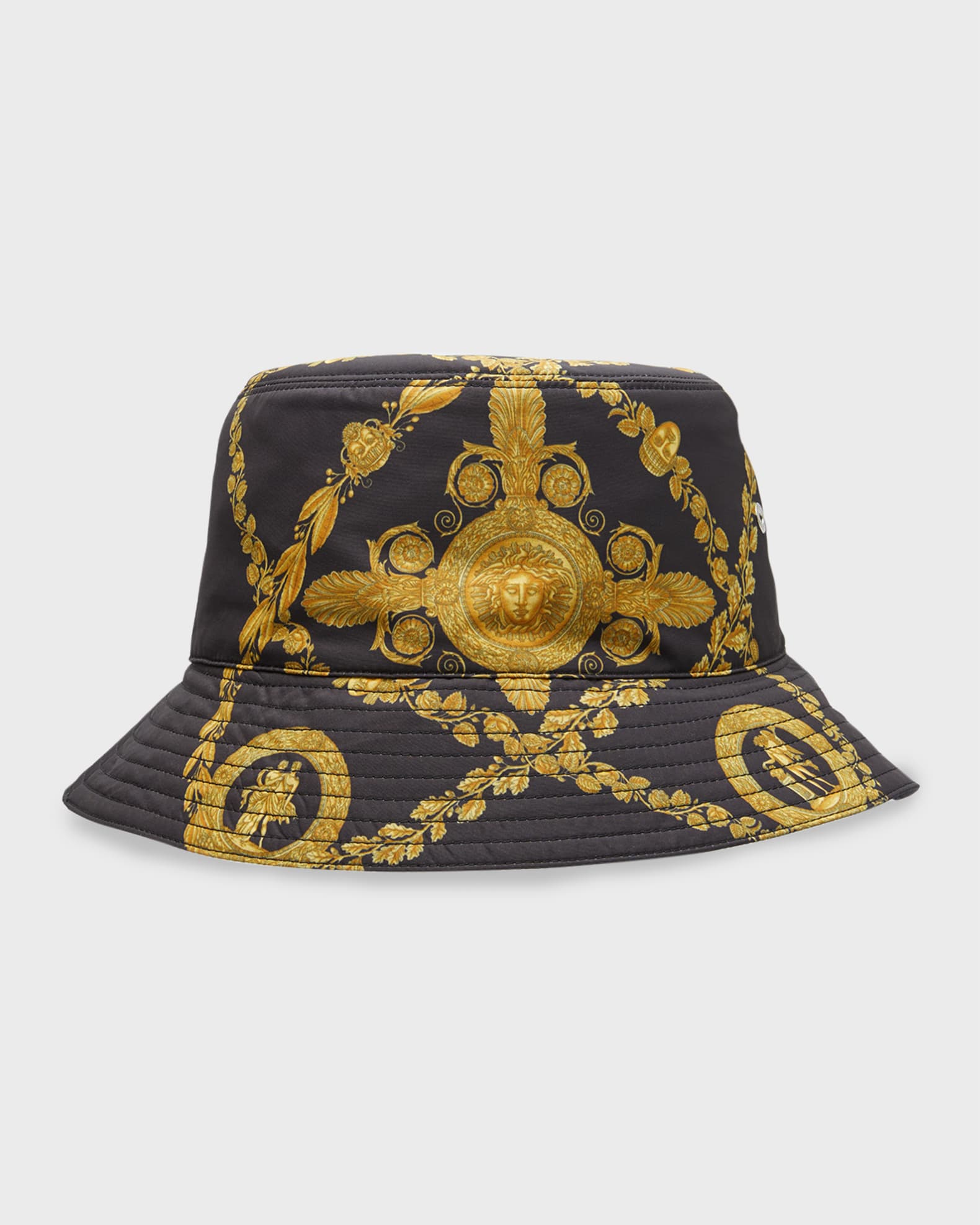 Versace Men's Medusa-Print Nylon Bucket Hat | Neiman Marcus
