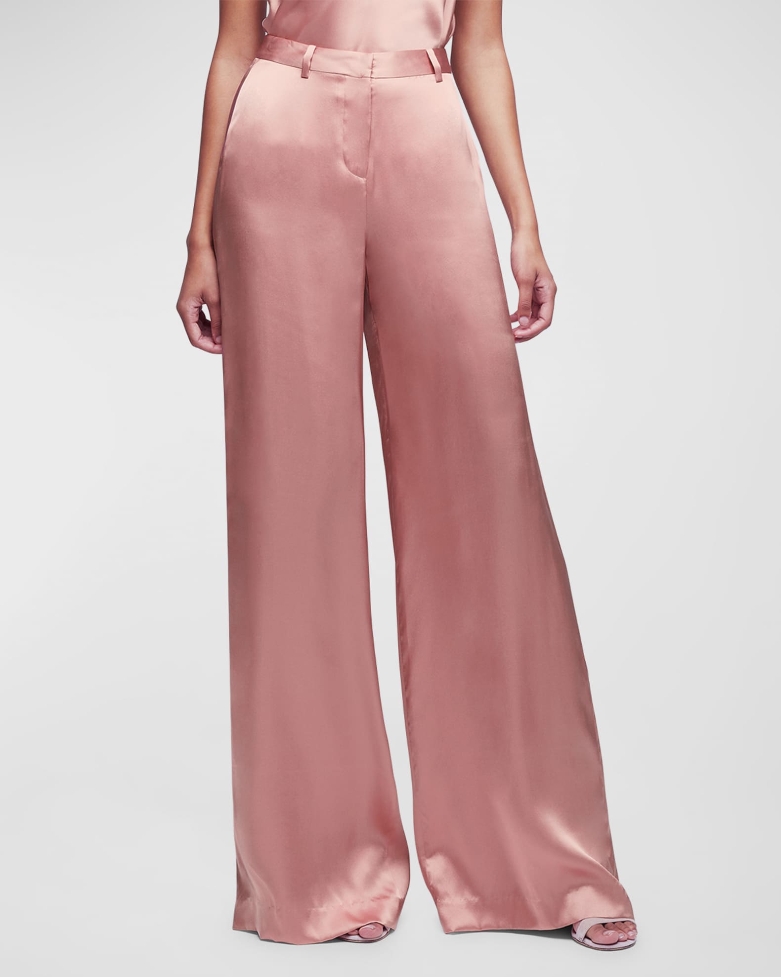 L'Agence Gavin Wide-Leg Silk Pants | Neiman Marcus