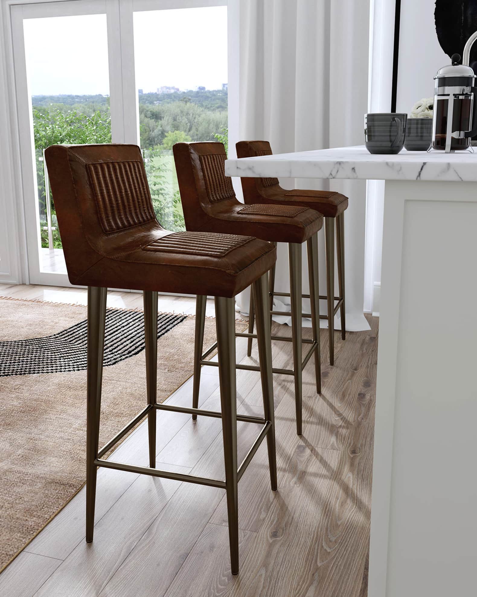 Butler Specialty Co Jester Leather Bar Stool, 32" | Neiman Marcus