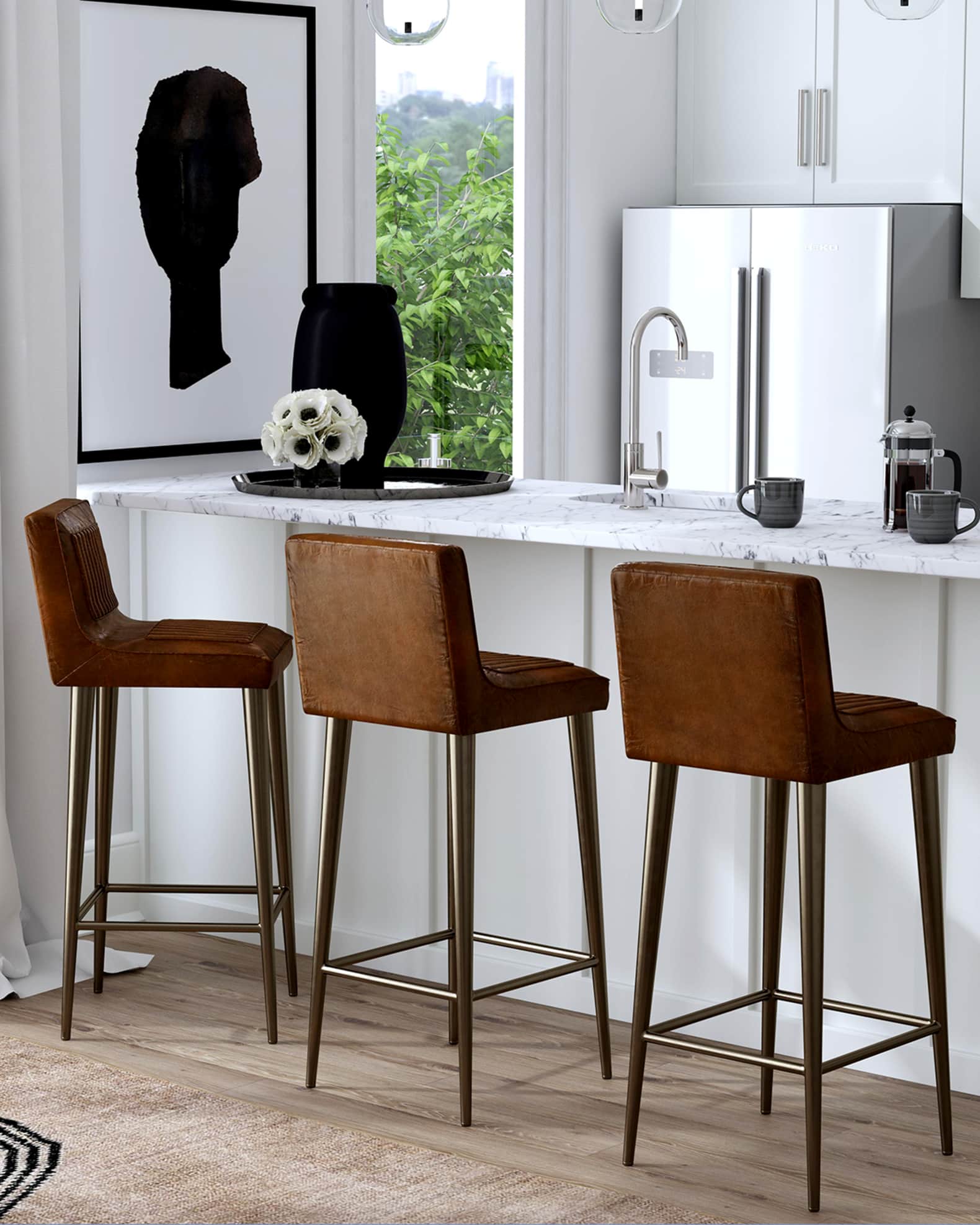 Butler Specialty Co Jester Leather Bar Stool, 32" | Neiman Marcus