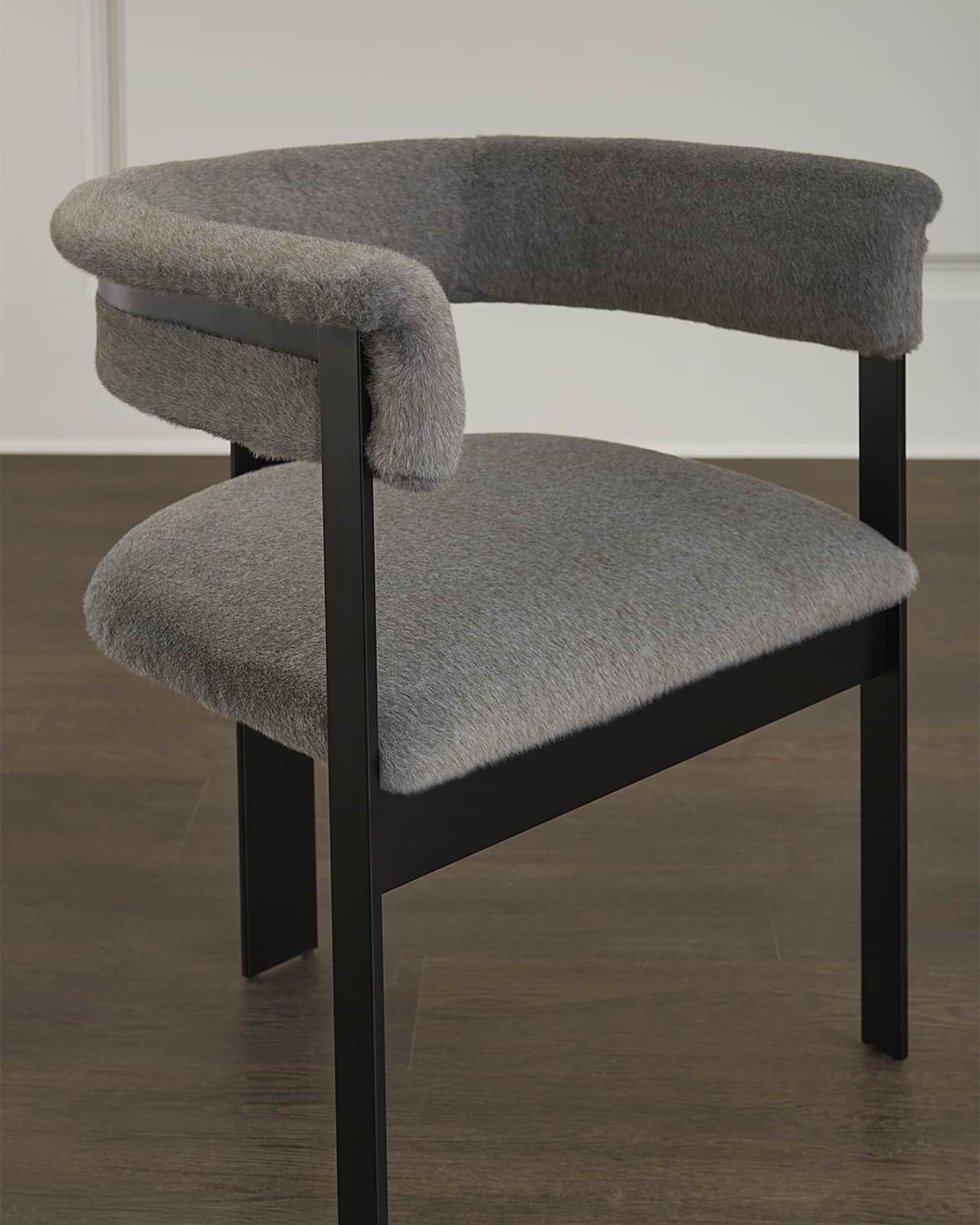 Interlude Home Darcy Pewter Faux Fur Dining Chair | Neiman Marcus