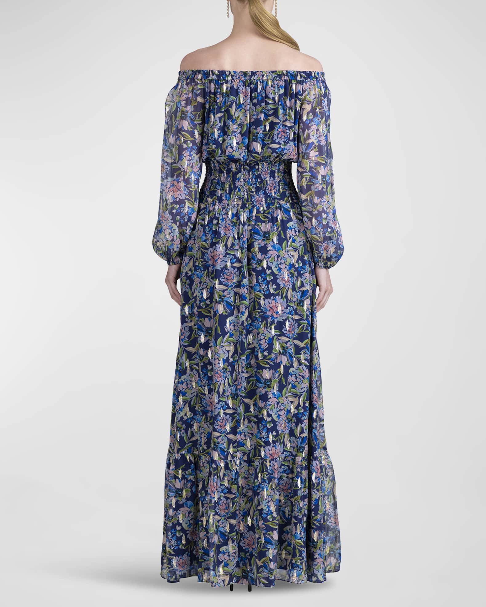 Shoshanna Off-Shoulder Floral-Print Maxi Dress | Neiman Marcus