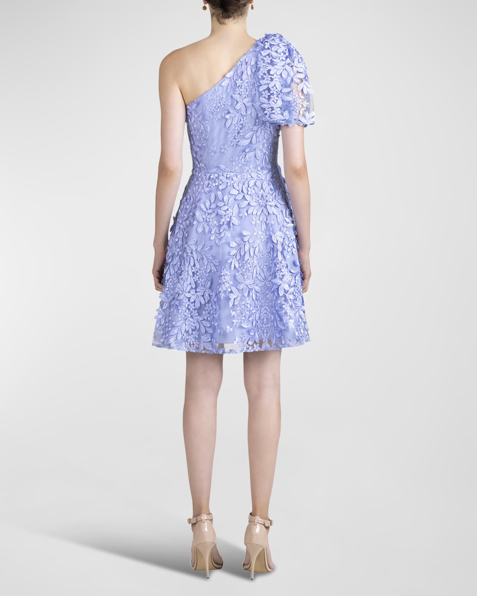 Shoshanna One-Shoulder Floral-Embroidered Mini Dress | Neiman Marcus