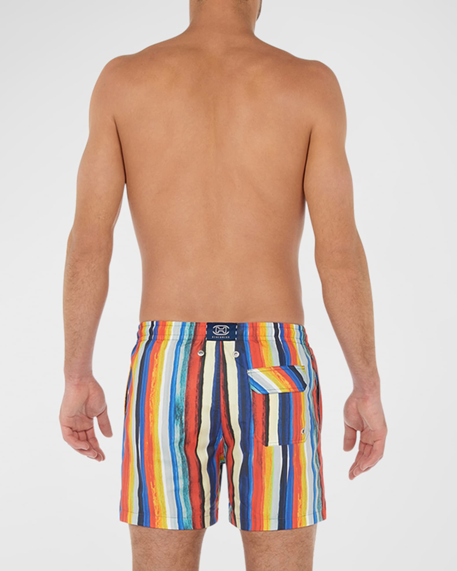 HOM Men's Multicolor Striped Beach Boxer | Neiman Marcus